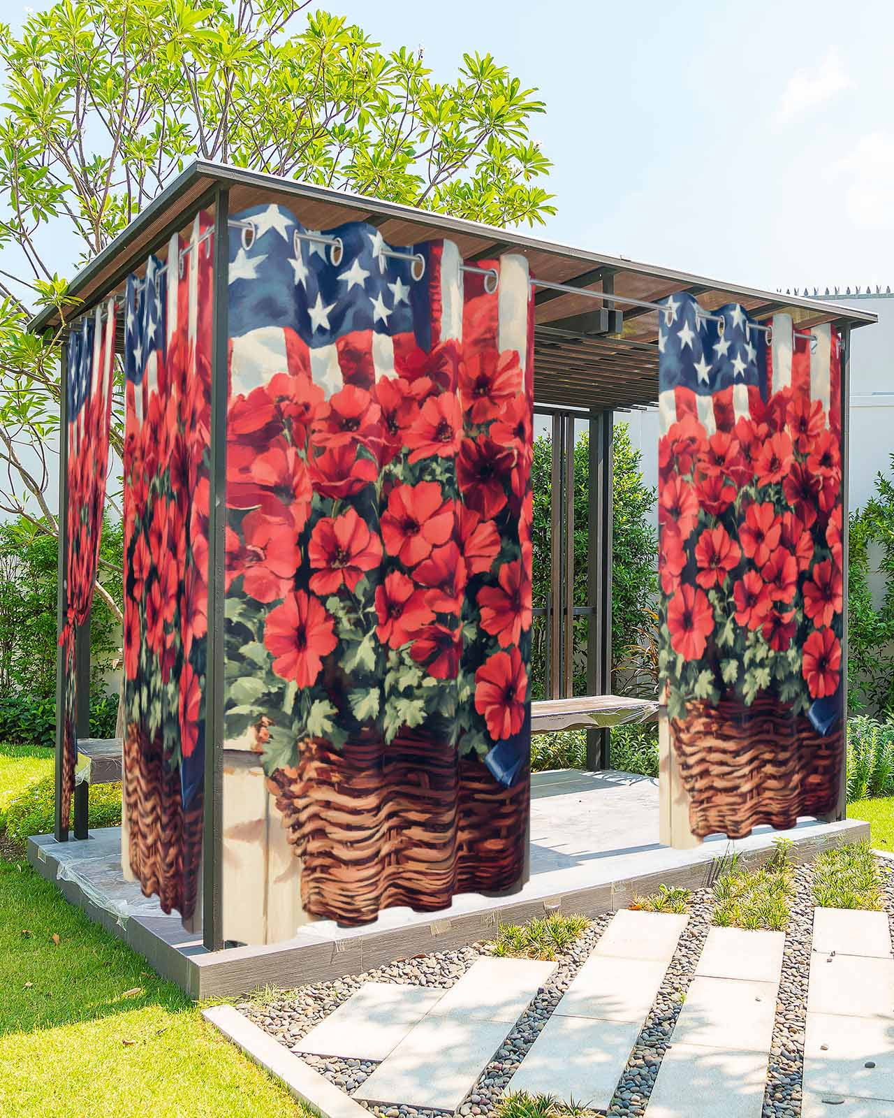 nqOlkjepod Outdoor Curtains for Patio Waterproof, Independence Day ...