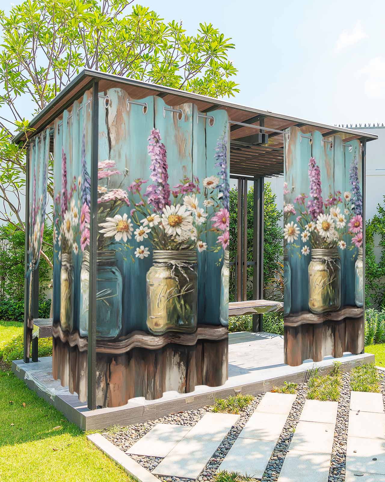 nqOlkjepod Outdoor Curtains for Patio Waterproof, Lavender Daisy ...