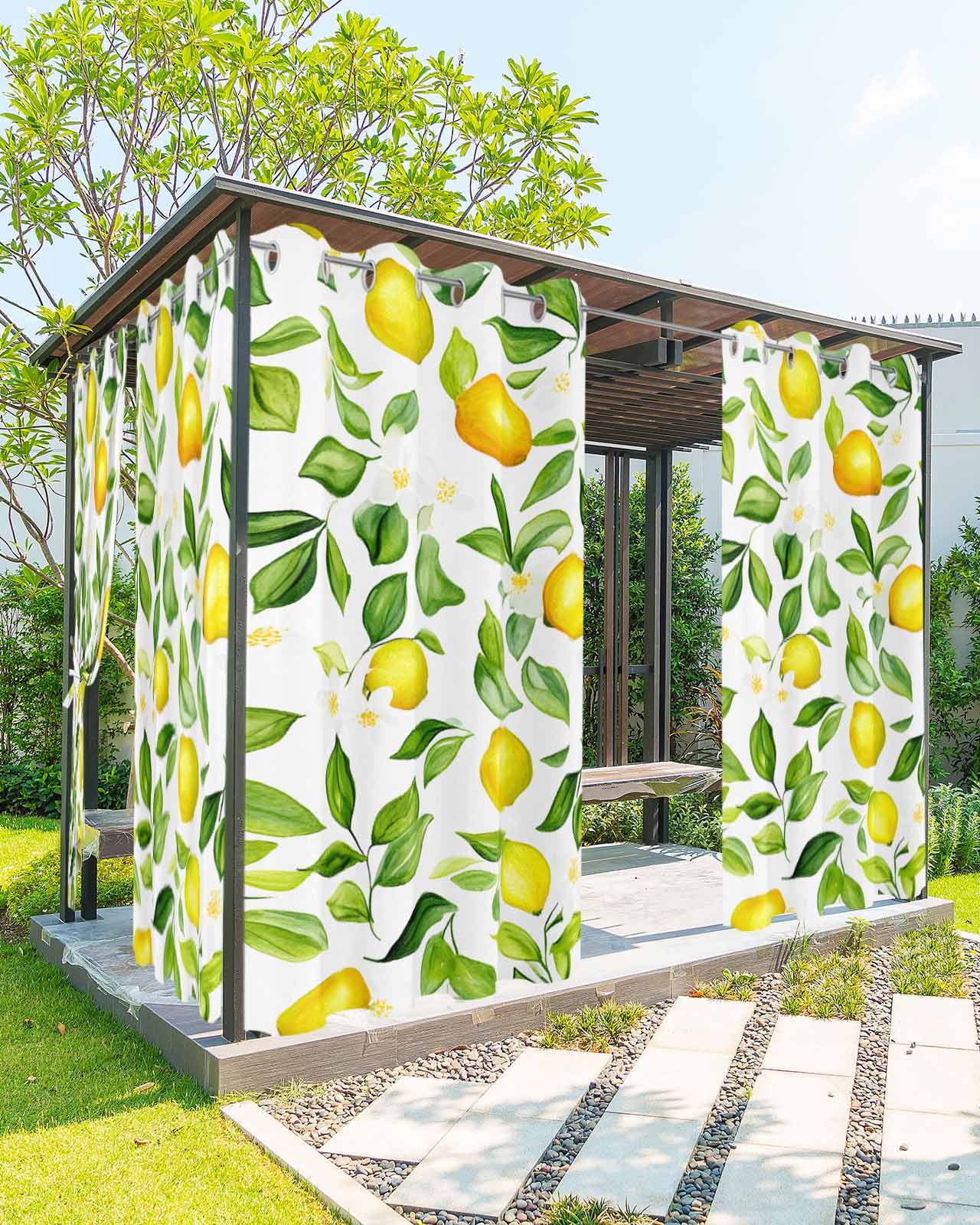 nqOlkjepod Outdoor Curtains for Patio Waterproof, Lemon Fruit Outdoor ...