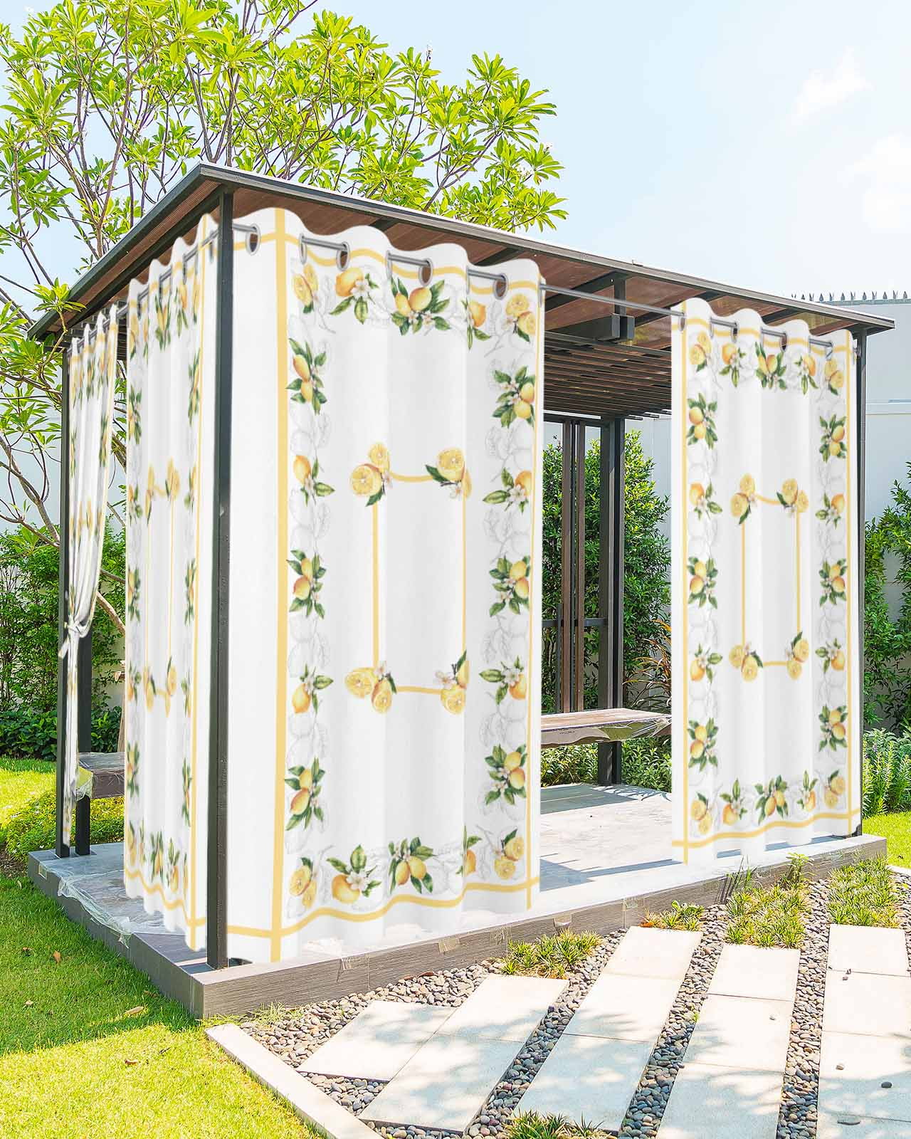 nqOlkjepod Outdoor Curtains for Patio Waterproof, Lemon Yellow Outdoor ...