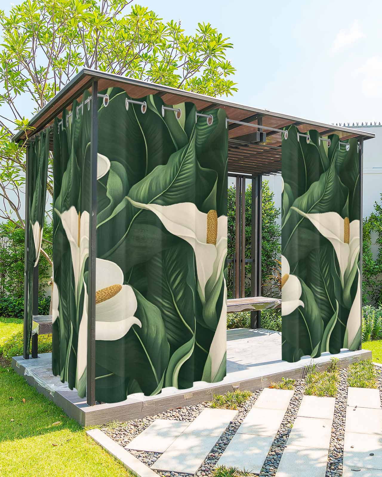 nqOlkjepod Outdoor Curtains for Patio Waterproof, Lily Flower Outdoor ...