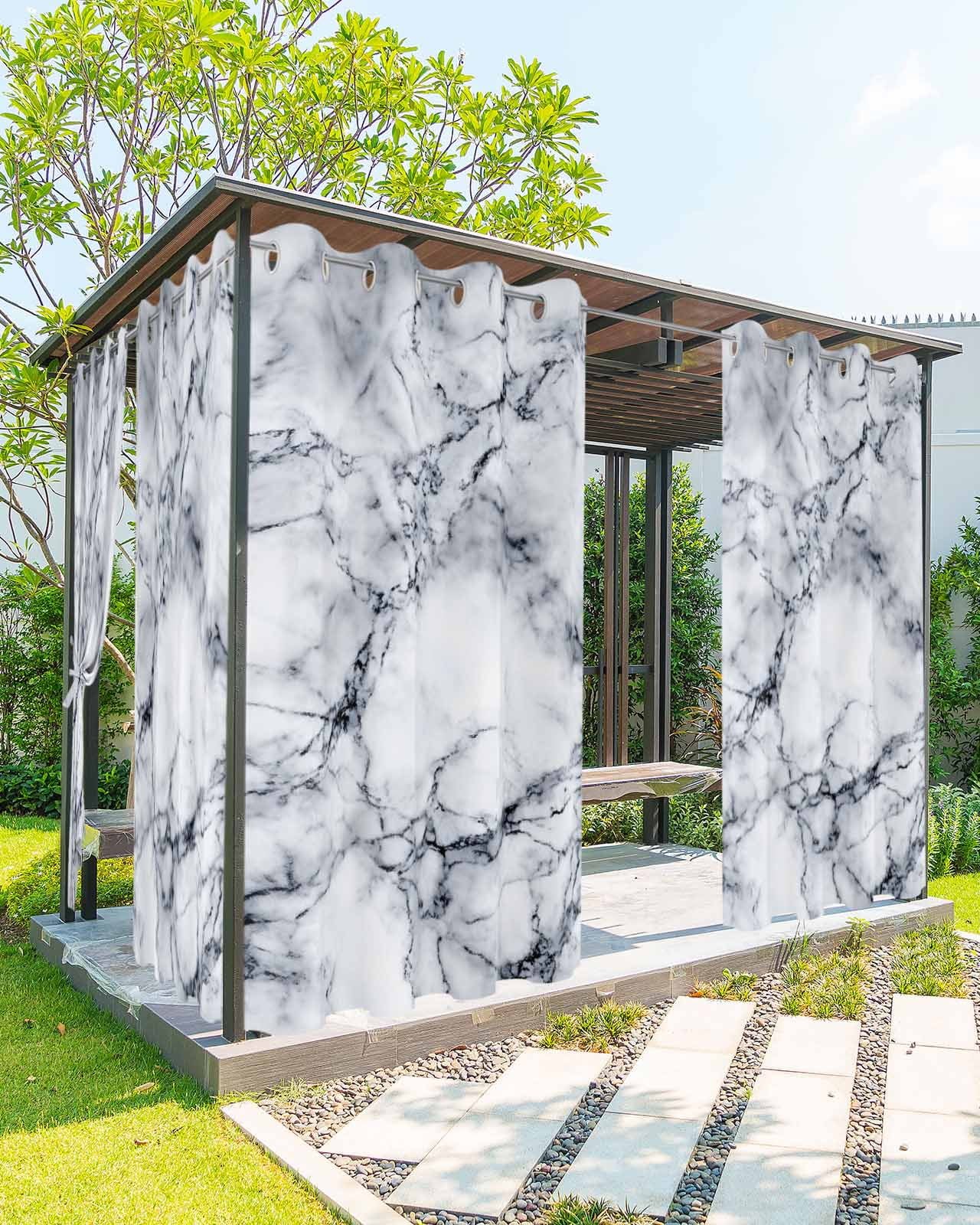 nqOlkjepod Outdoor Curtains for Patio Waterproof, Marble Outdoor ...