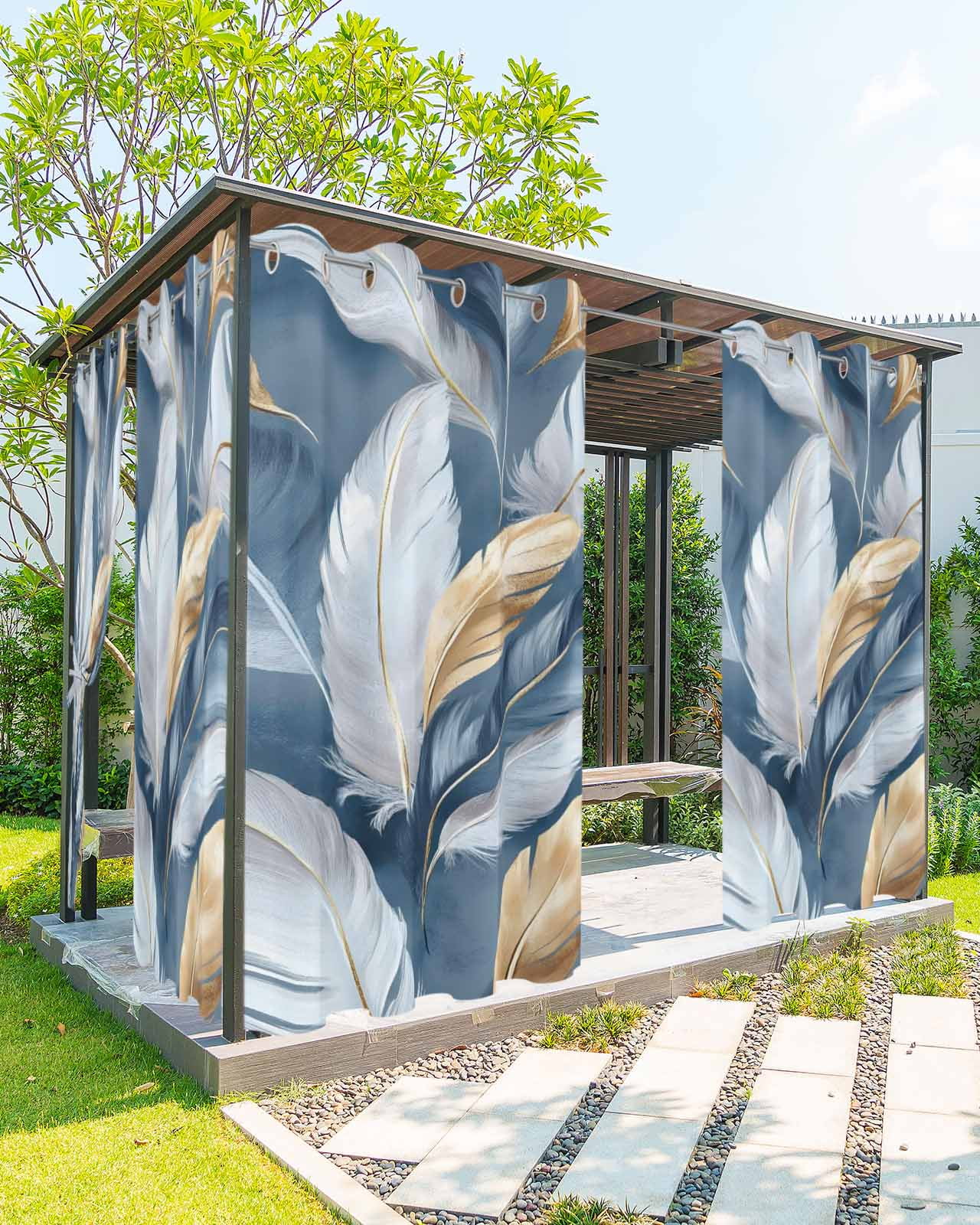 nqOlkjepod Outdoor Curtains for Patio Waterproof, Modern Feather ...