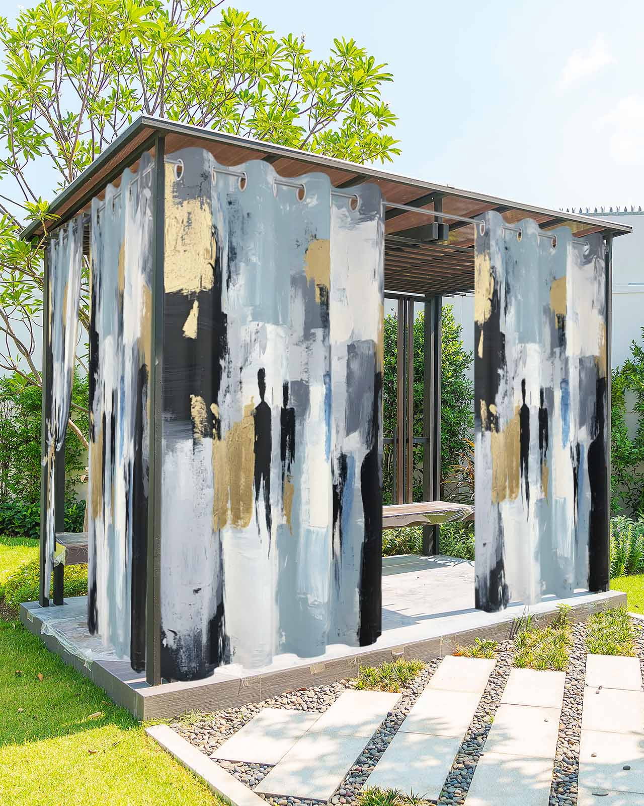 nqOlkjepod Outdoor Curtains for Patio Waterproof, Modern Geometric ...