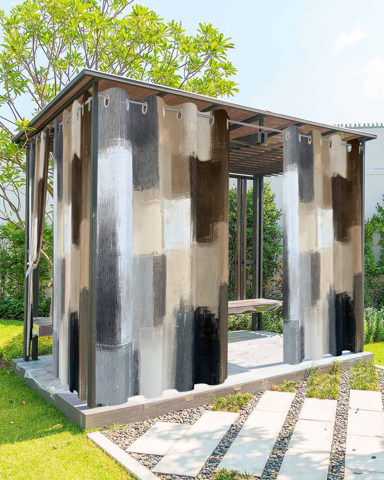 nqOlkjepod Outdoor Curtains for Patio Waterproof, Modern Grey Brown ...