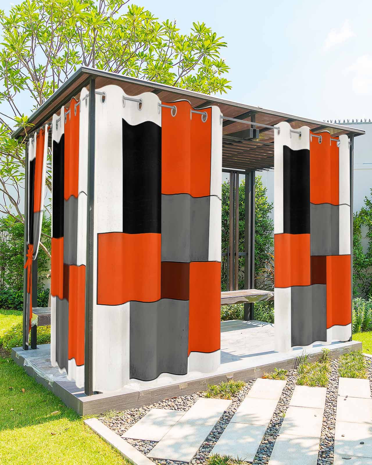 nqOlkjepod Outdoor Curtains for Patio Waterproof, Modern Orange Beige ...