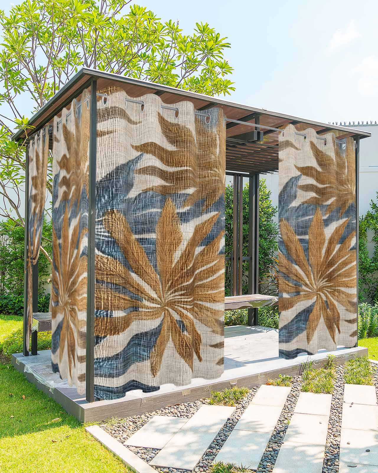 nqOlkjepod Outdoor Curtains for Patio Waterproof, Navy Blue Brown ...