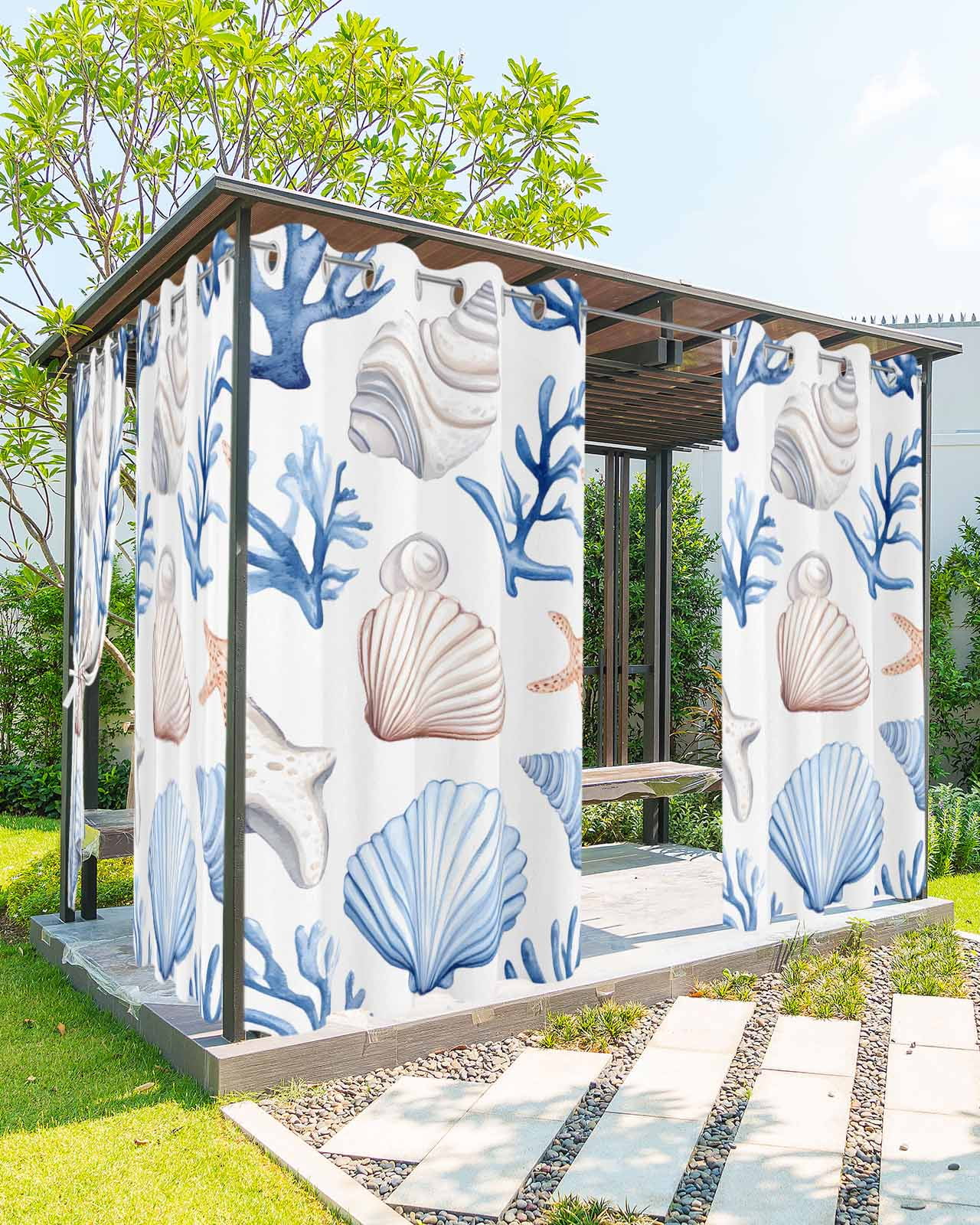 nqOlkjepod Outdoor Curtains for Patio Waterproof, Ocean Coastal Outdoor ...