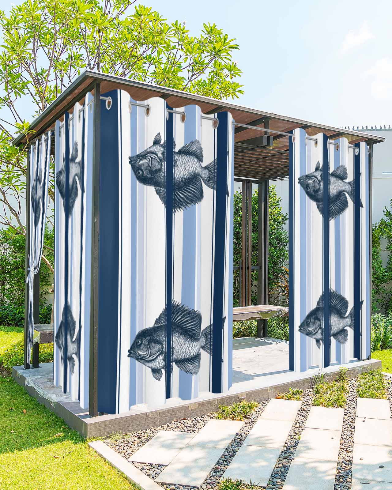 nqOlkjepod Outdoor Curtains for Patio Waterproof, Ocean Fish Outdoor ...
