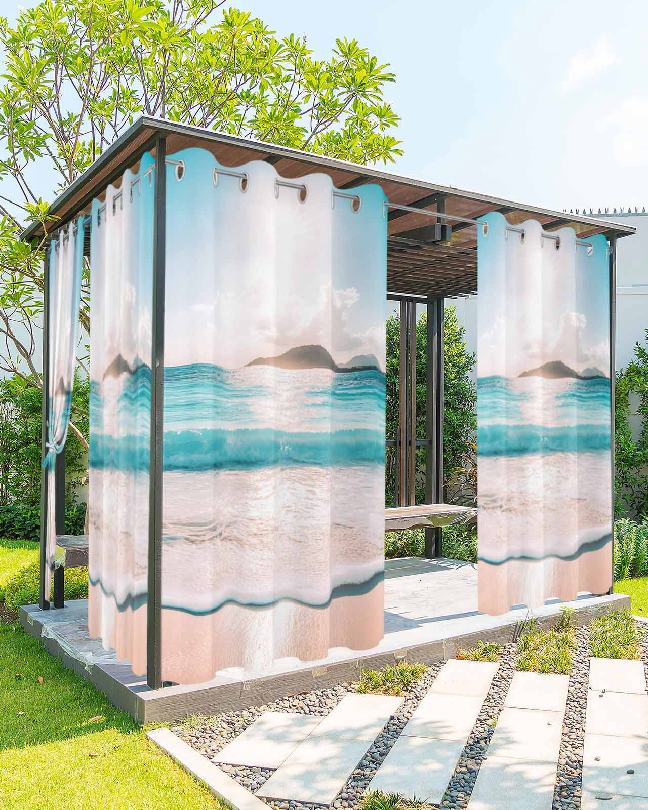 nqOlkjepod Outdoor Curtains for Patio Waterproof, Ocean Outdoor Privacy ...