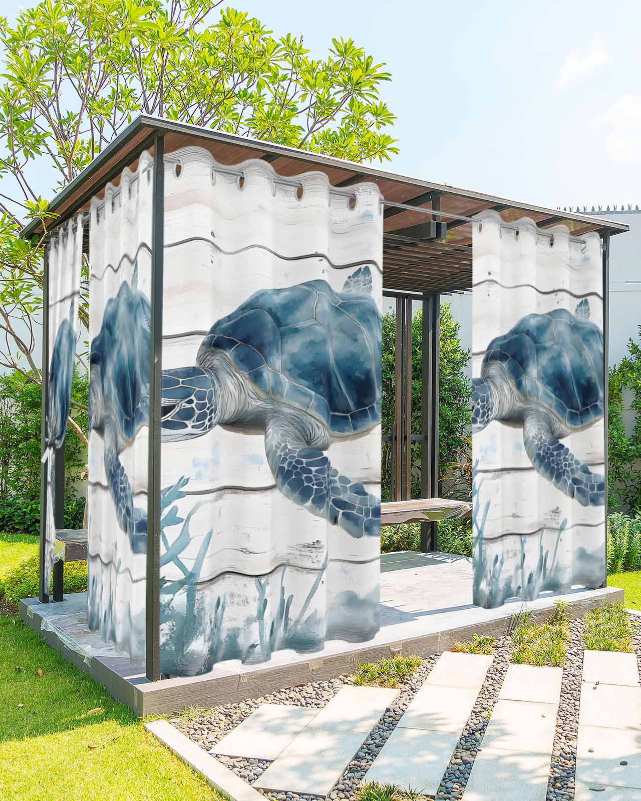 nqOlkjepod Outdoor Curtains for Patio Waterproof, Ocean Sea Turtle ...