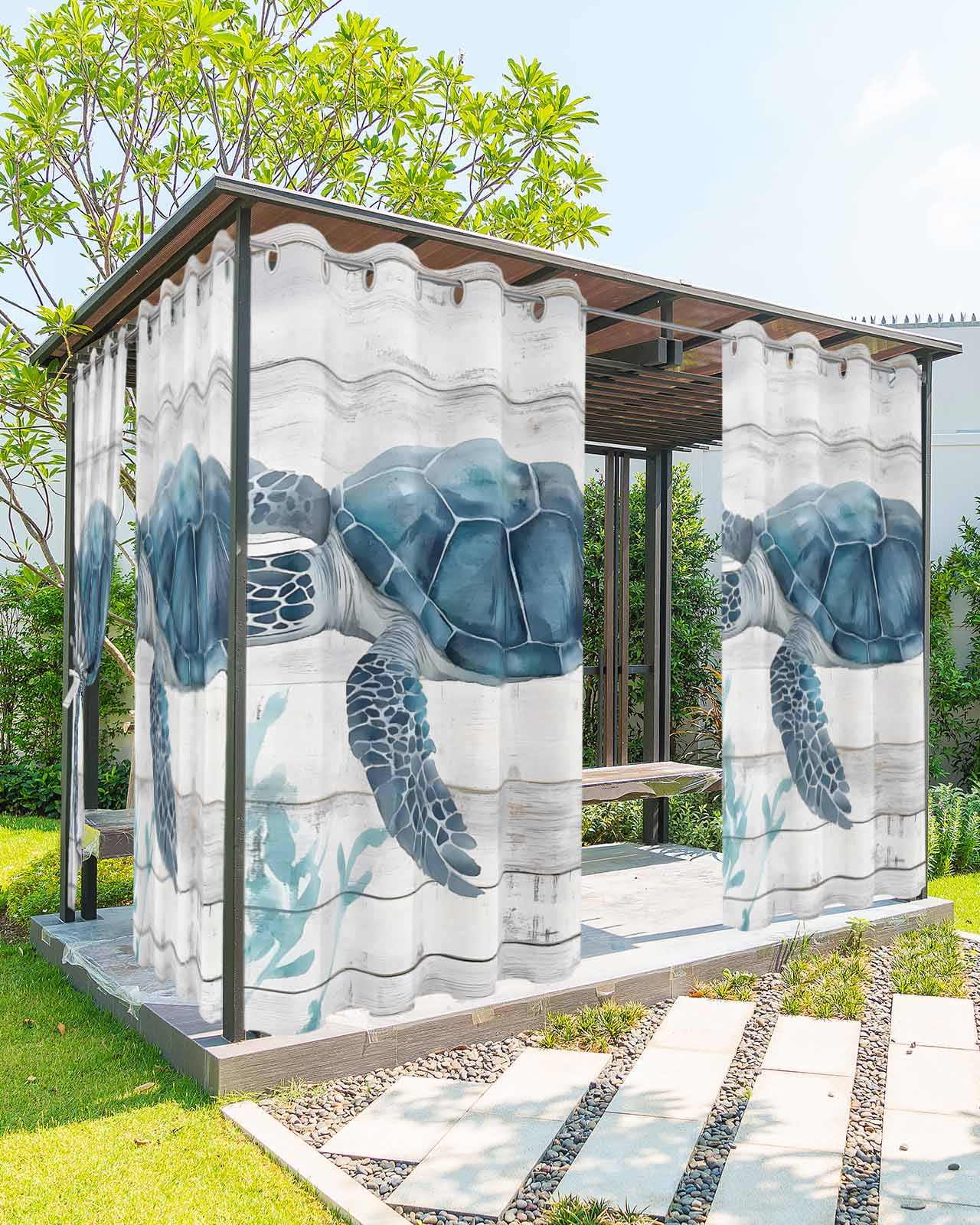 nqOlkjepod Outdoor Curtains for Patio Waterproof, Ocean Sea Turtle ...