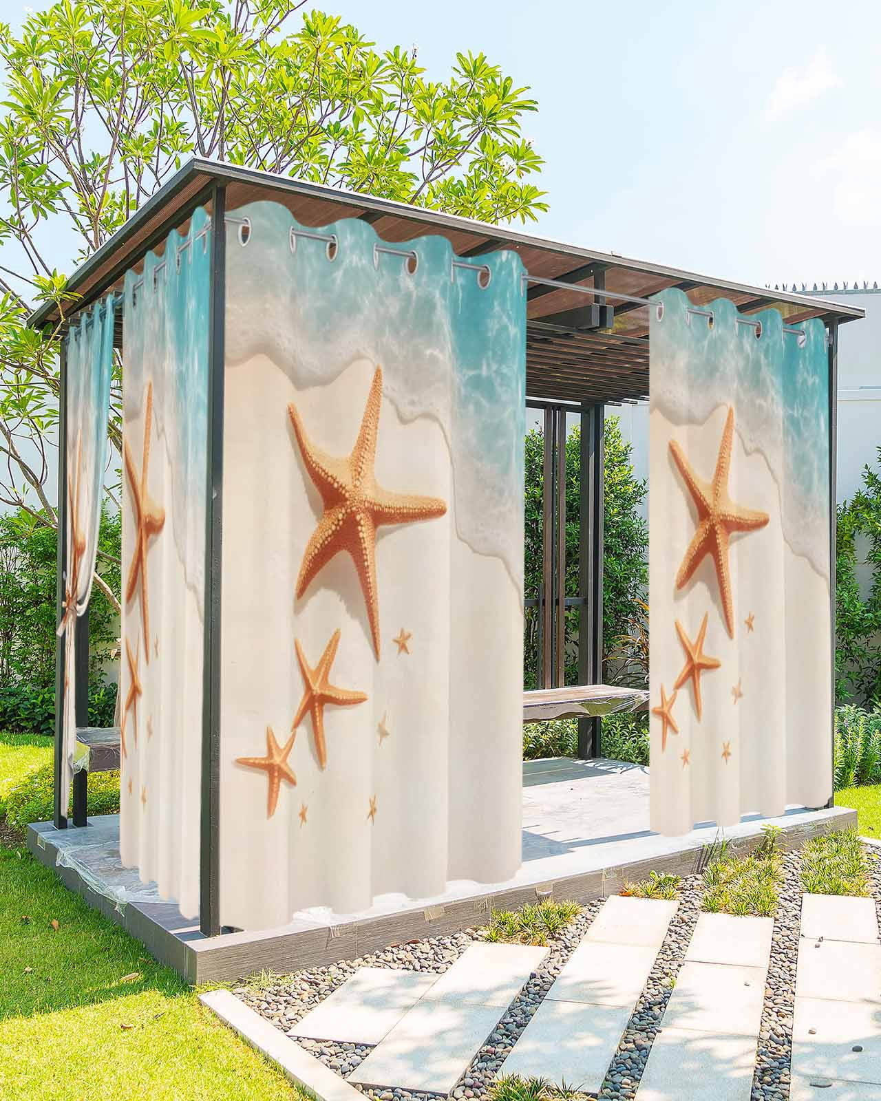nqOlkjepod Outdoor Curtains for Patio Waterproof, Ocean Starfish ...