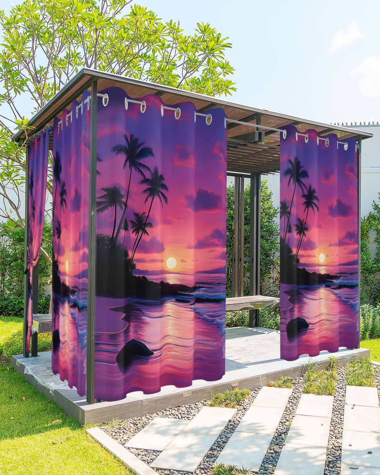 nqOlkjepod Outdoor Curtains for Patio Waterproof, Ocean Sunset Outdoor ...