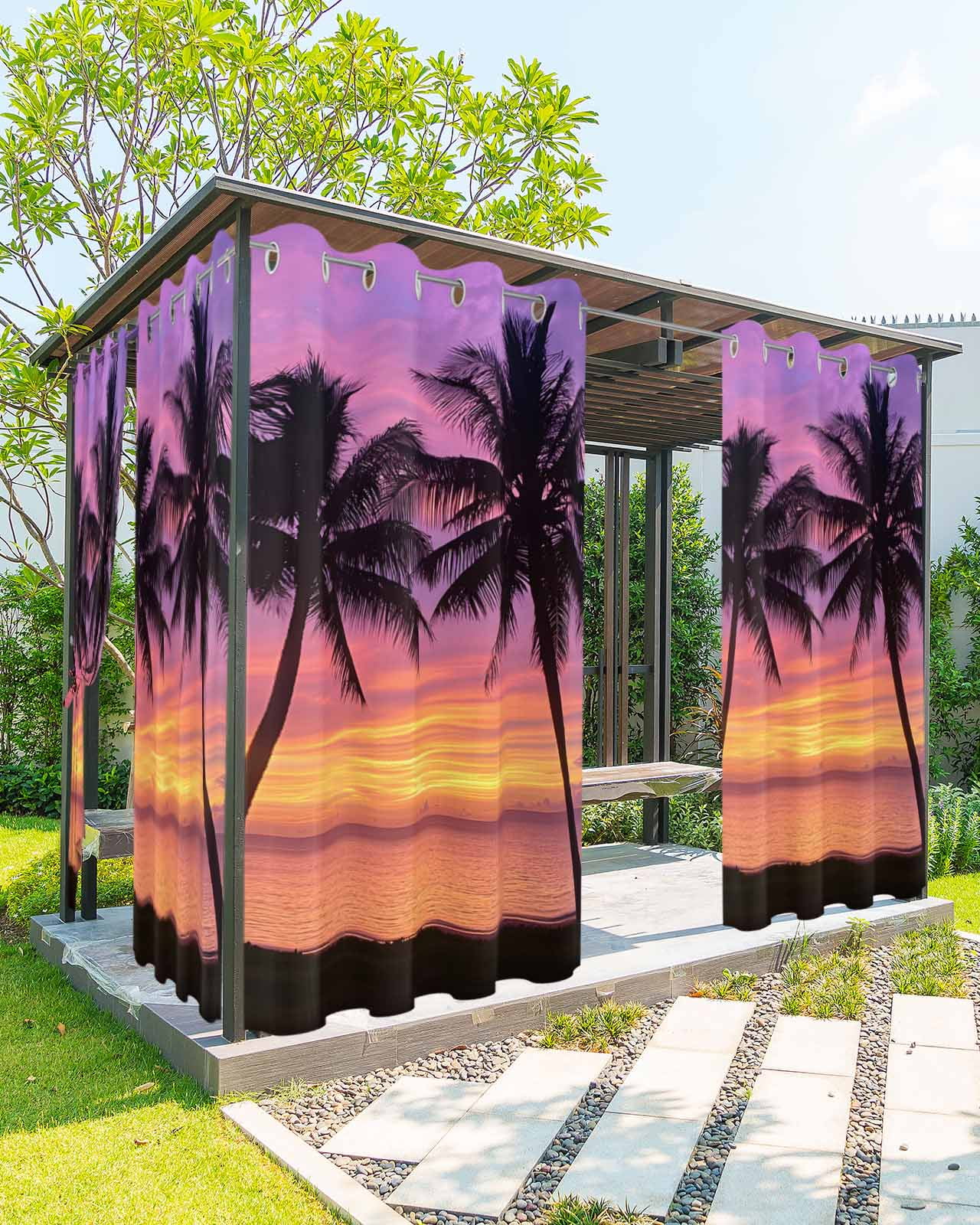 nqOlkjepod Outdoor Curtains for Patio Waterproof, Ocean Sunset Outdoor ...