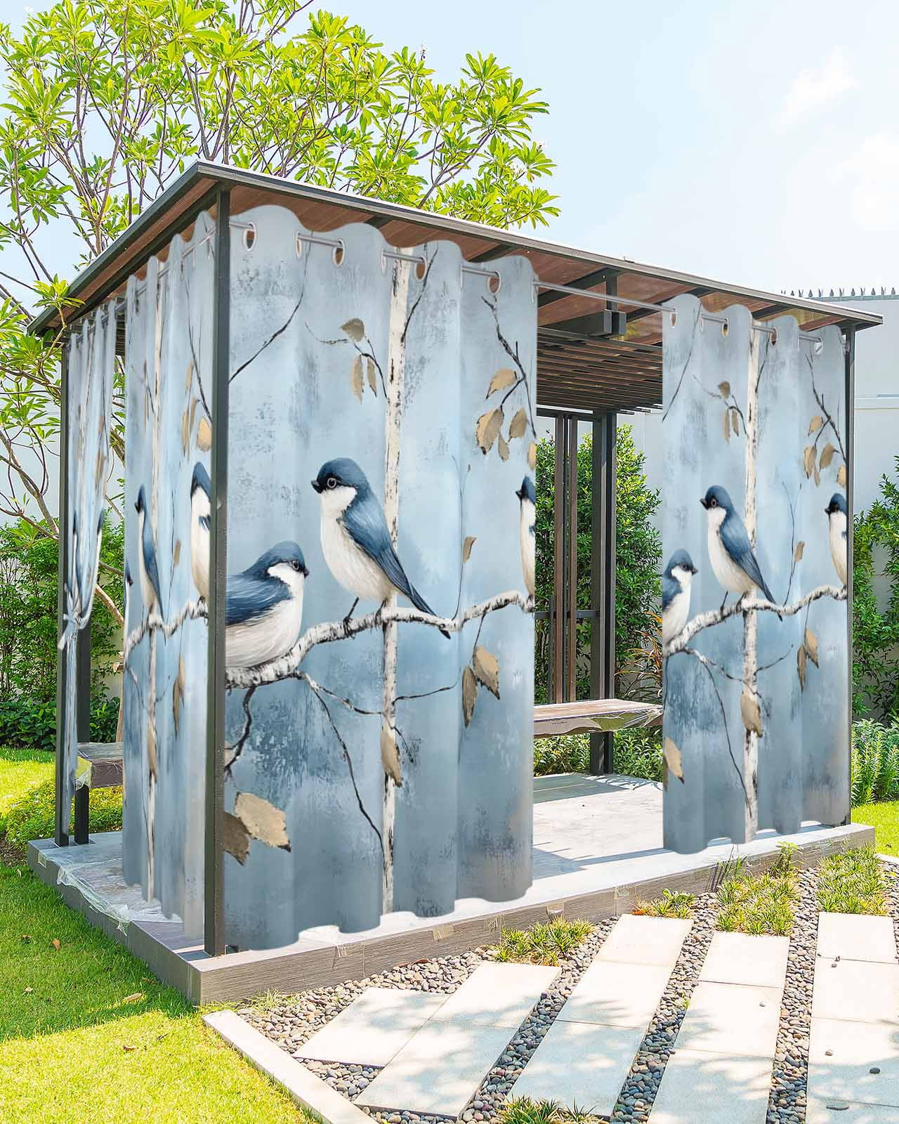 nqOlkjepod Outdoor Curtains for Patio Waterproof, Oil Painting Birds ...