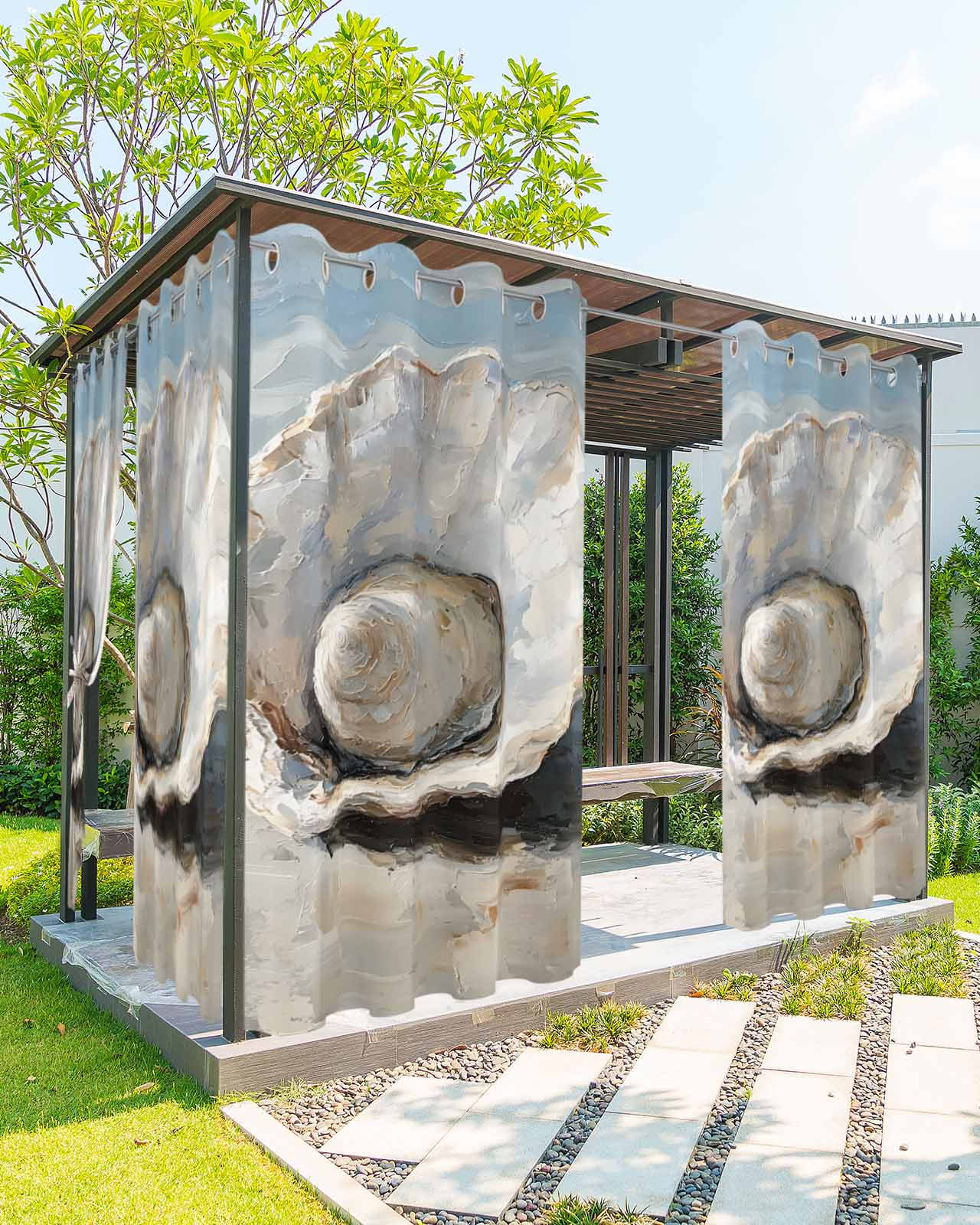 nqOlkjepod Outdoor Curtains for Patio Waterproof, Oil Painting Coastal ...