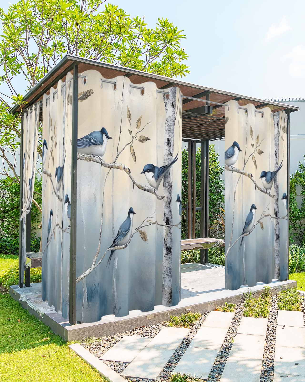 nqOlkjepod Outdoor Curtains for Patio Waterproof, Oil Painting Forest Outdoor Privacy Panels ...