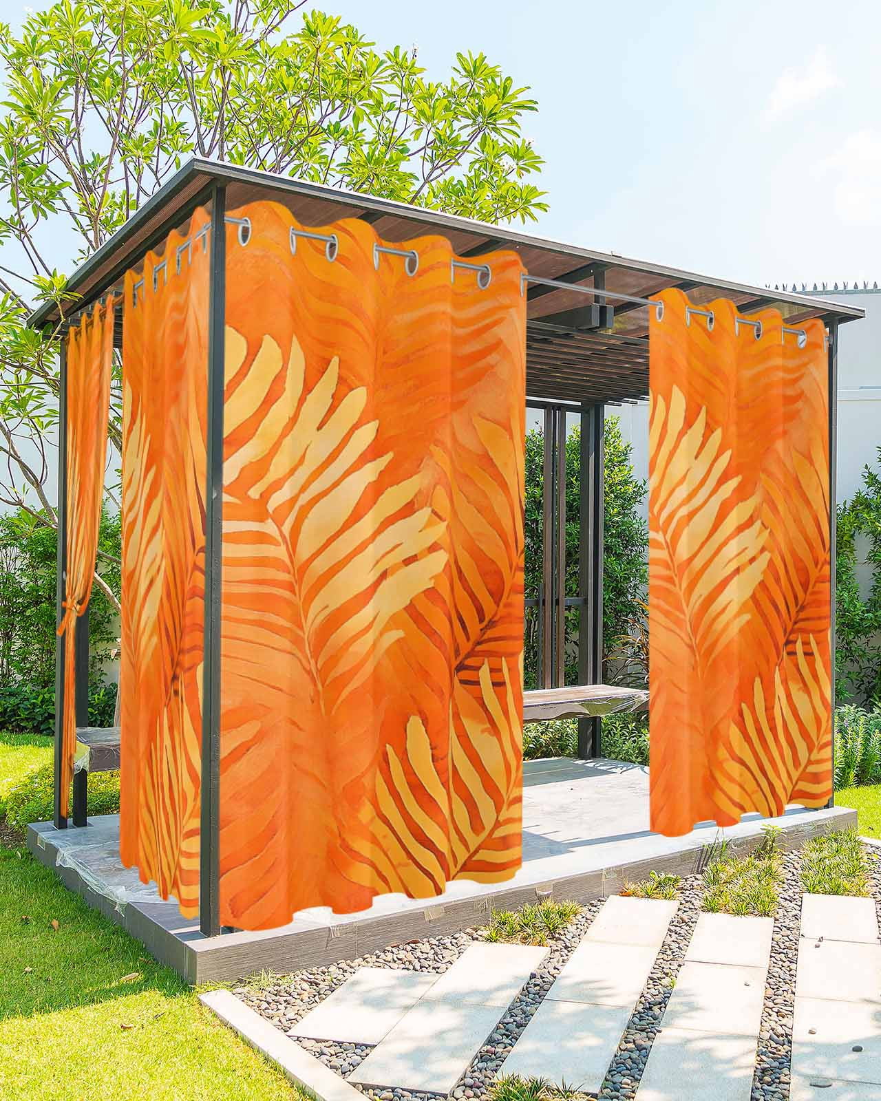 nqOlkjepod Outdoor Curtains for Patio Waterproof, Orange Leaf Outdoor ...