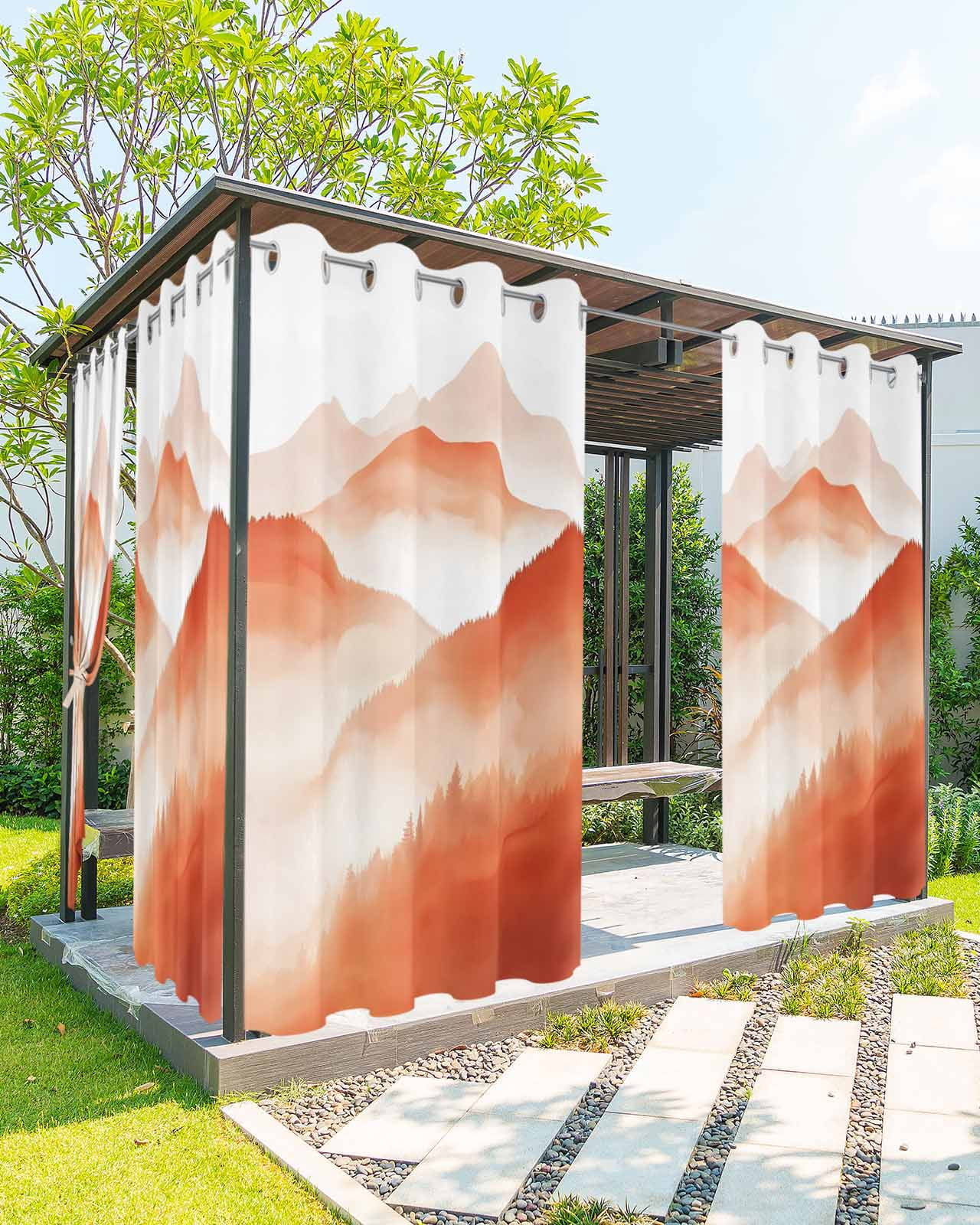 nqOlkjepod Outdoor Curtains for Patio Waterproof, Orange Mountains ...