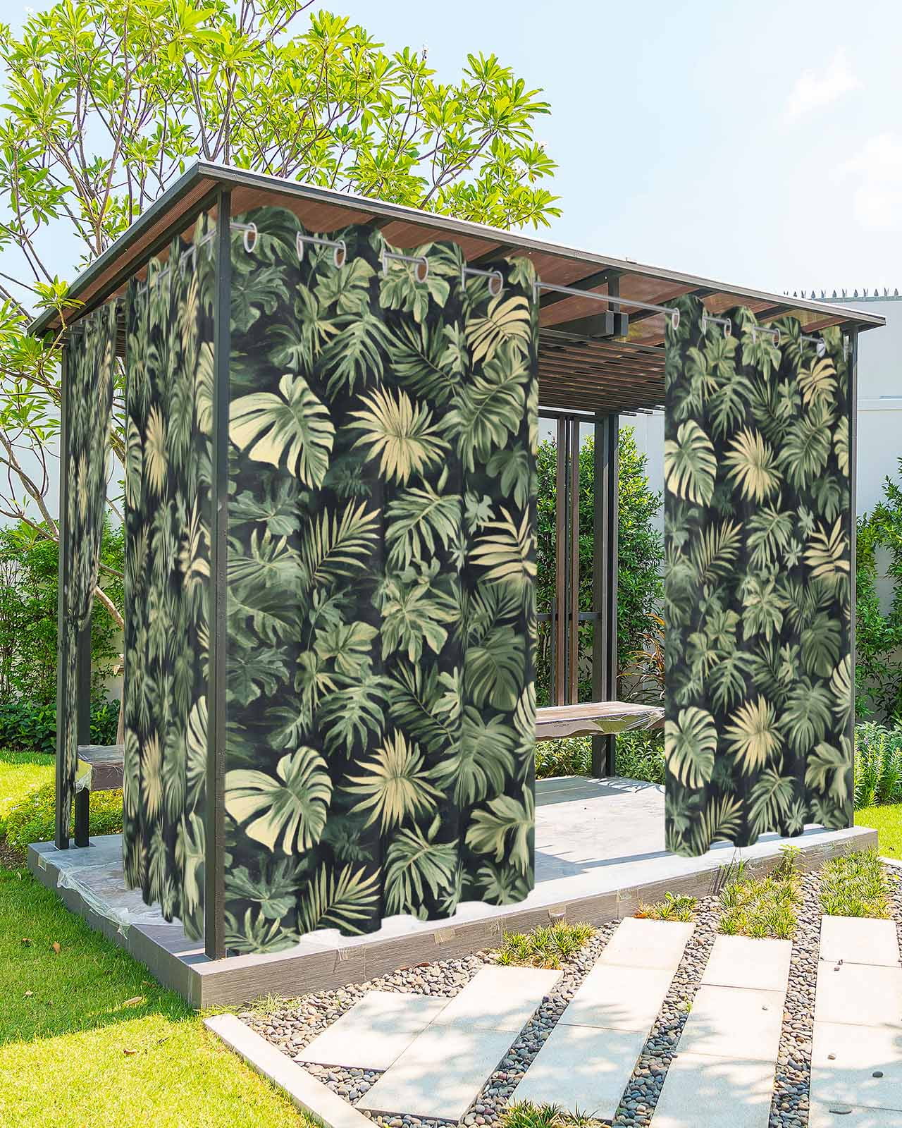 nqOlkjepod Outdoor Curtains for Patio Waterproof, Palm Tree Leaves ...
