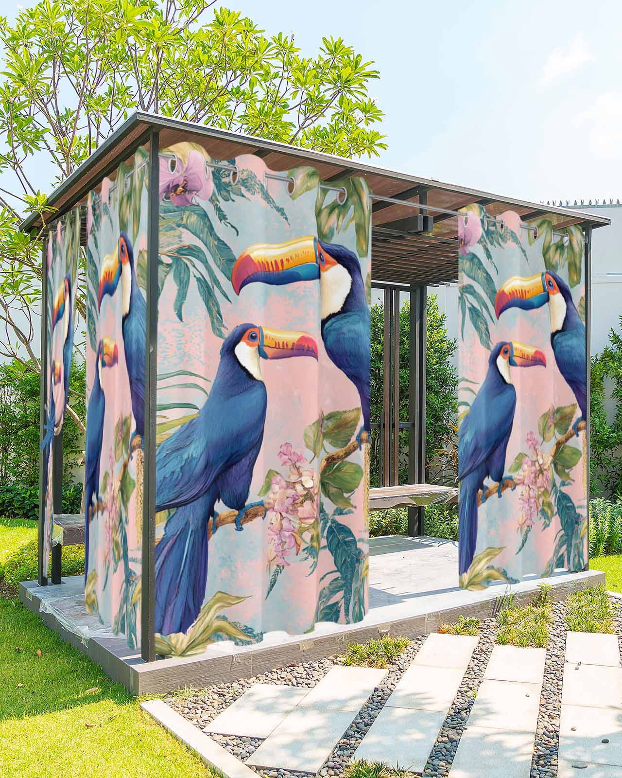 nqOlkjepod Outdoor Curtains for Patio Waterproof, Parrot Flower Outdoor ...
