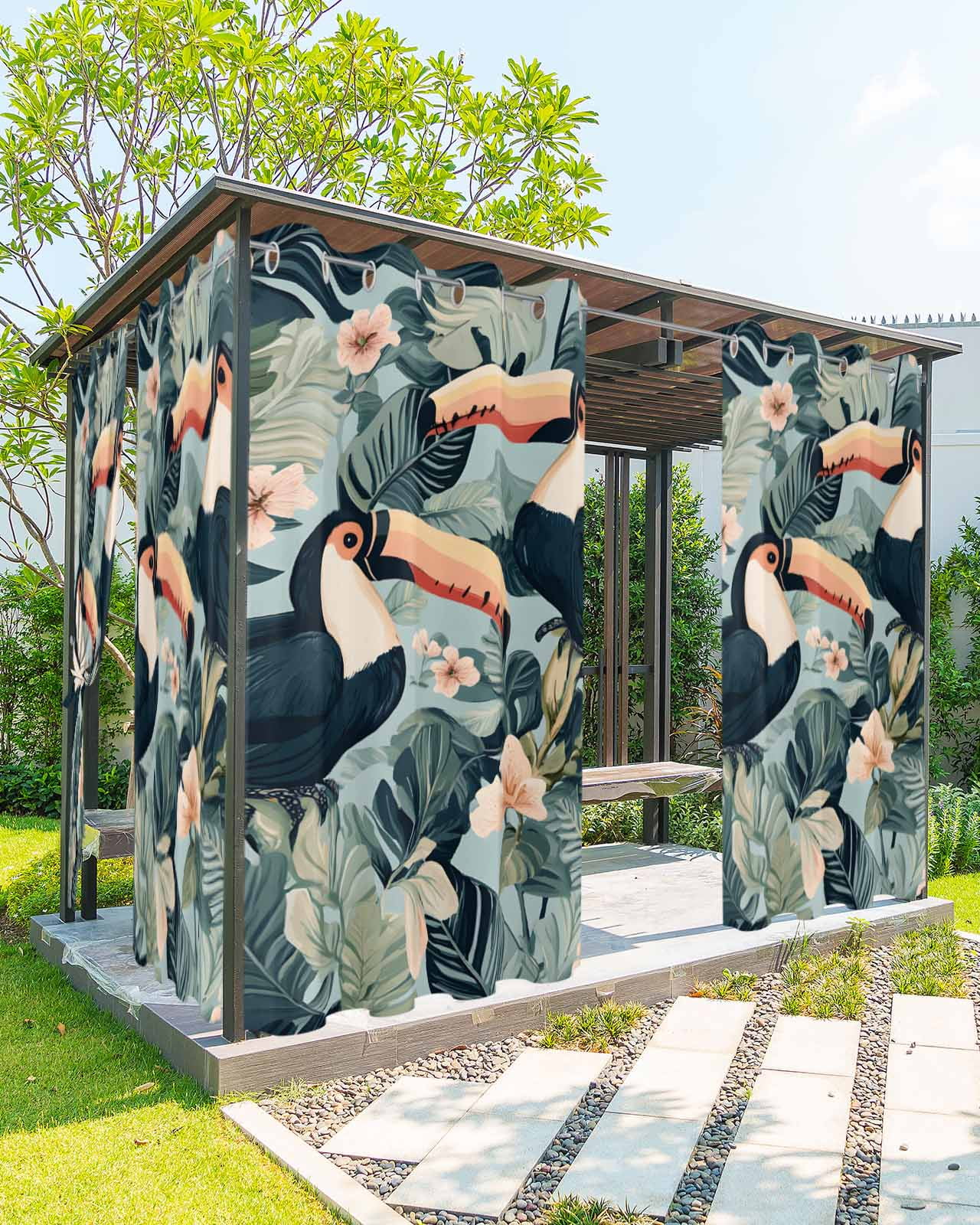 nqOlkjepod Outdoor Curtains for Patio Waterproof, Parrot Tripical ...