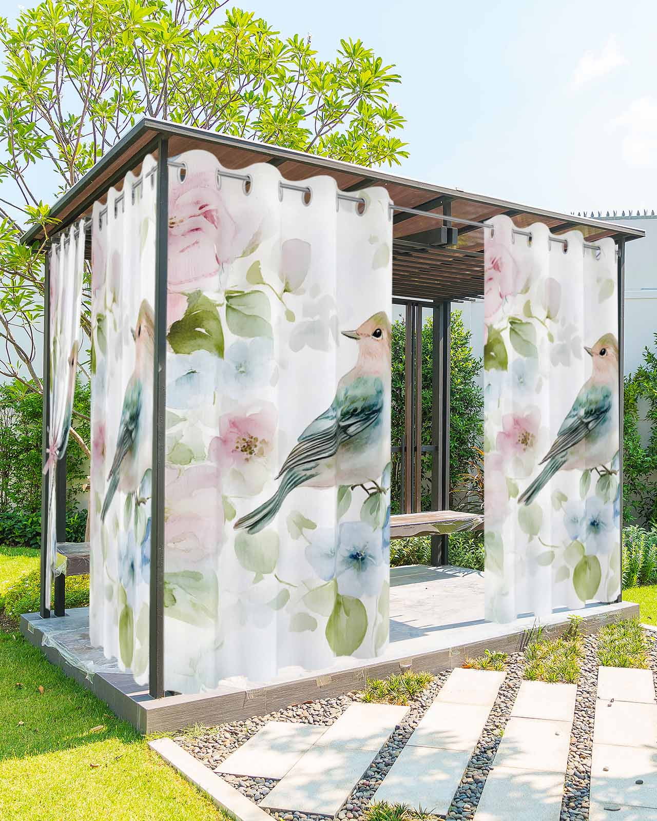 nqOlkjepod Outdoor Curtains for Patio Waterproof, Peach Blossom Outdoor ...