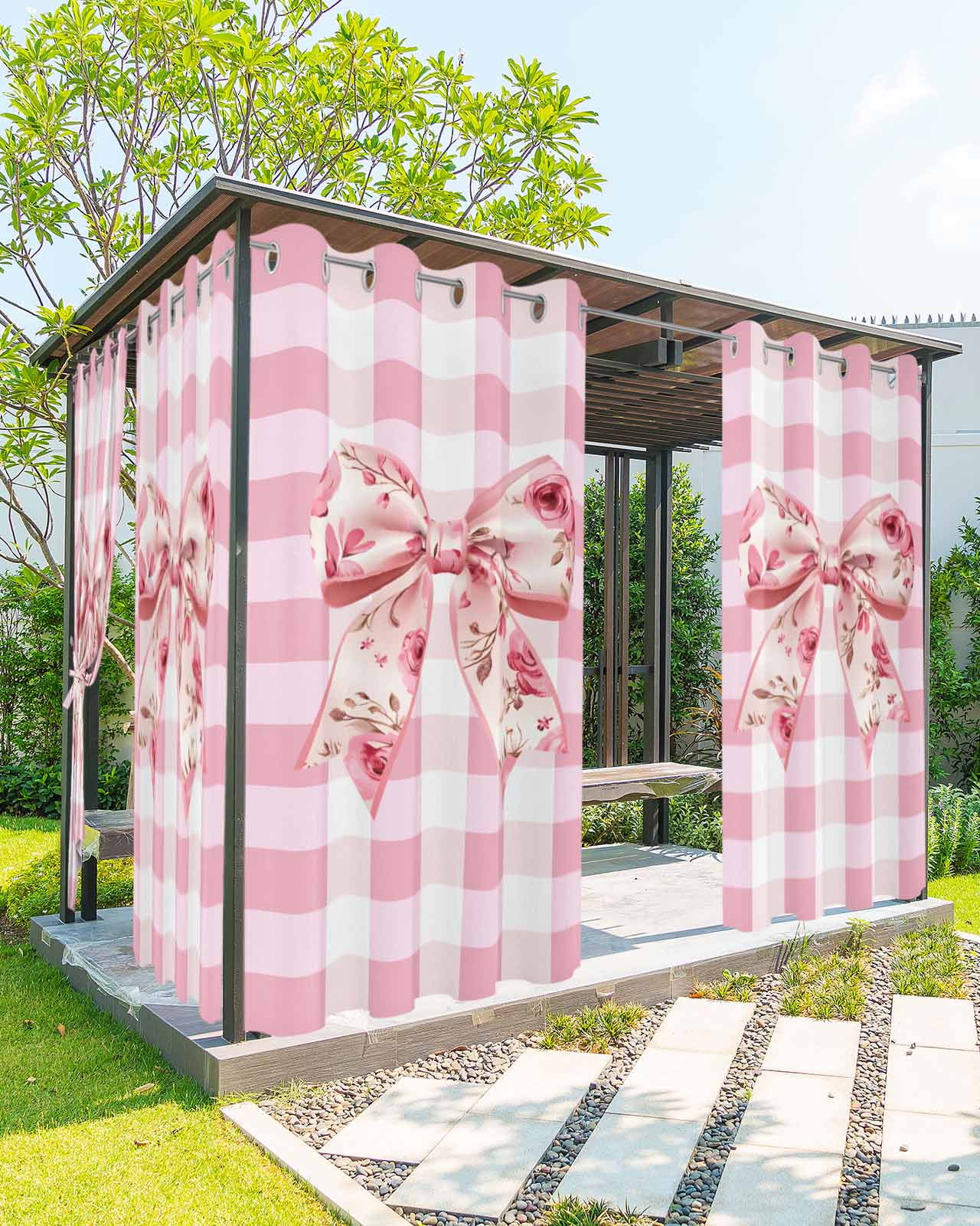 nqOlkjepod Outdoor Curtains for Patio Waterproof, Pink Floral Print ...