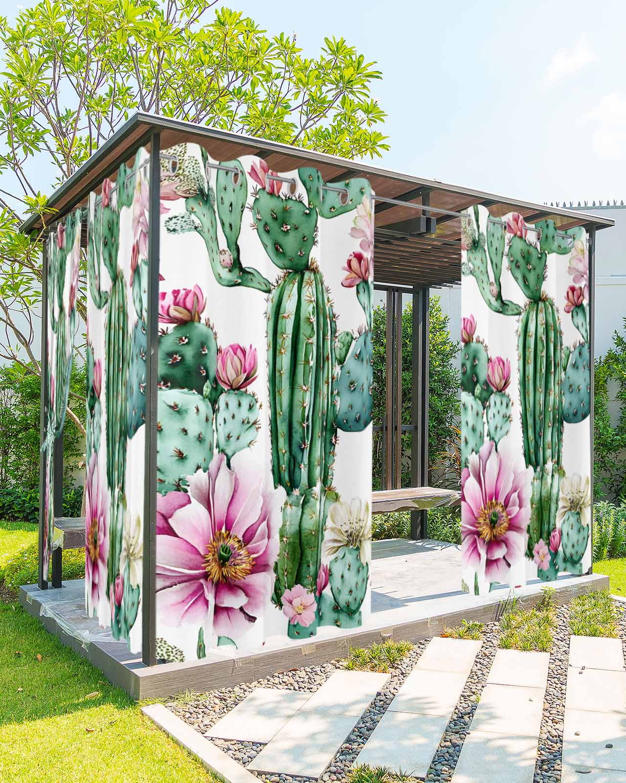 nqOlkjepod Outdoor Curtains for Patio Waterproof, Pink Succulent ...