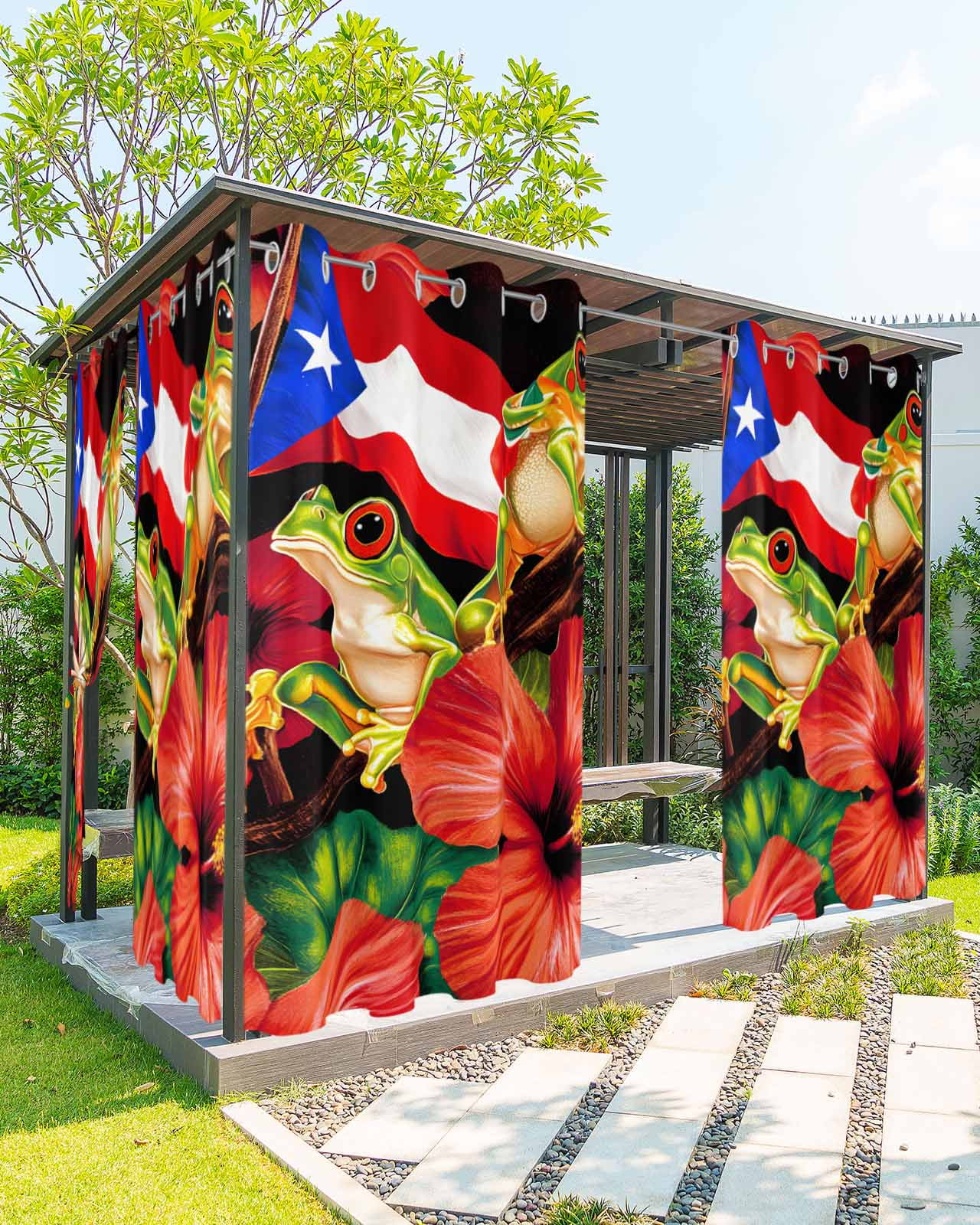 nqOlkjepod Outdoor Curtains for Patio Waterproof, Puerto Rico Flag Outdoor Privacy Panels ...