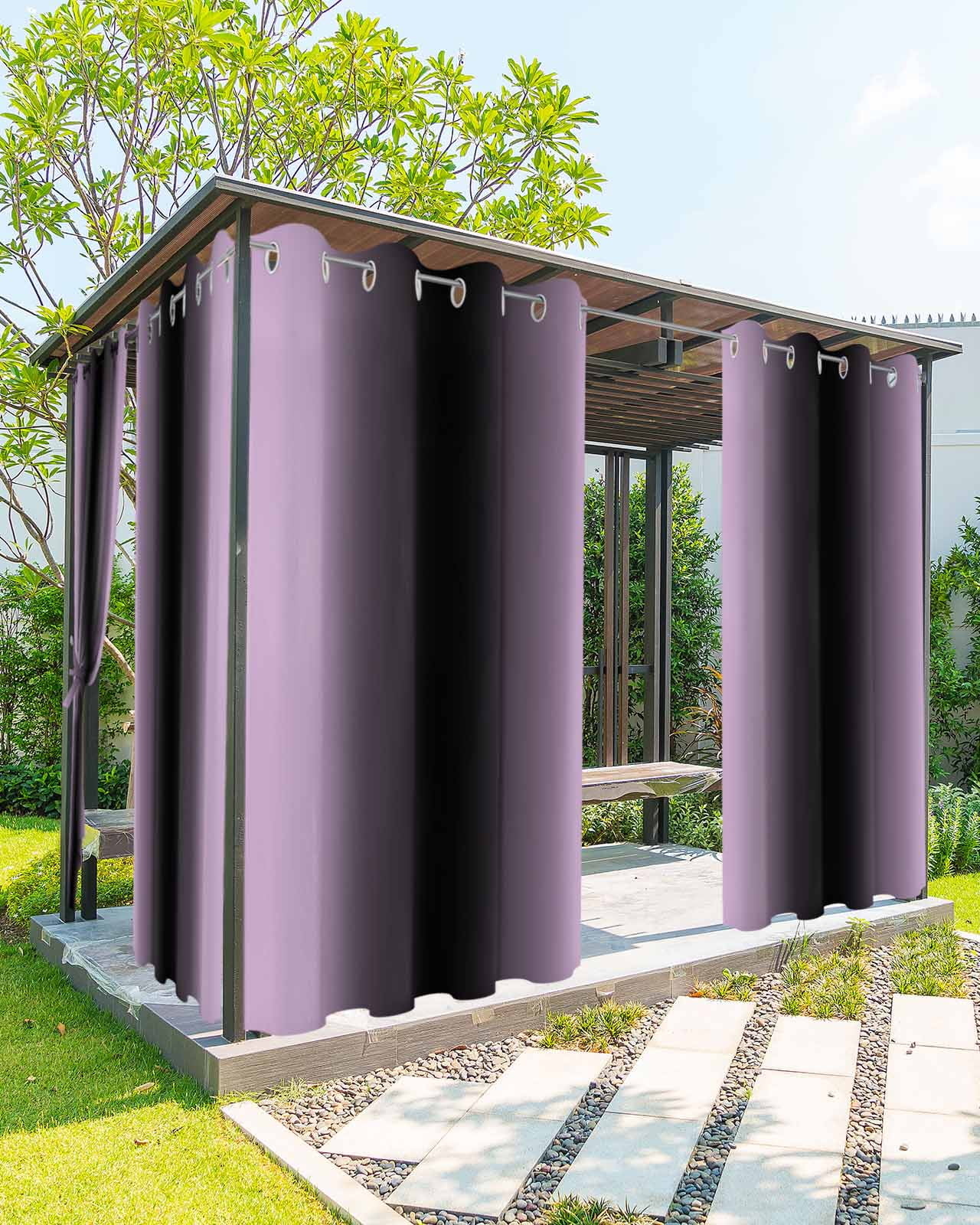 nqOlkjepod Outdoor Curtains for Patio Waterproof, Purple Black Ombre ...