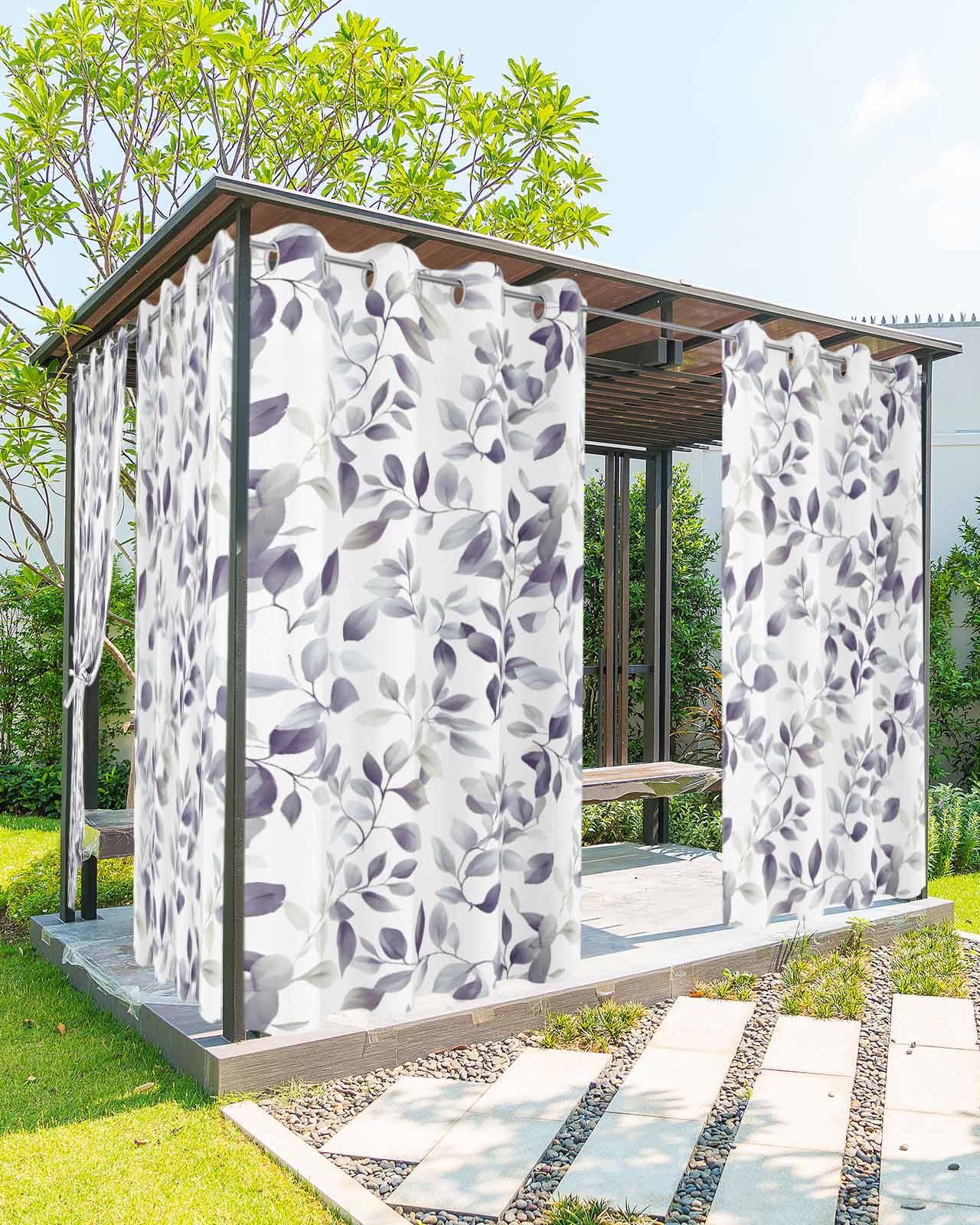 nqOlkjepod Outdoor Curtains for Patio Waterproof, Purple Leaves Outdoor ...