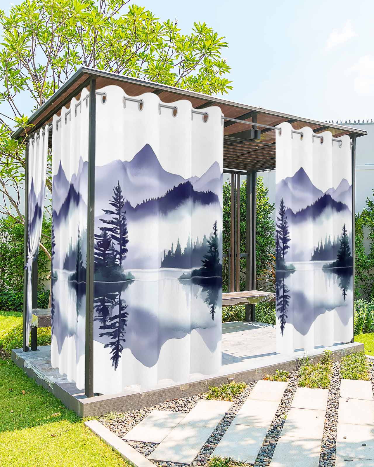nqOlkjepod Outdoor Curtains for Patio Waterproof, Purple Ombre Forest ...