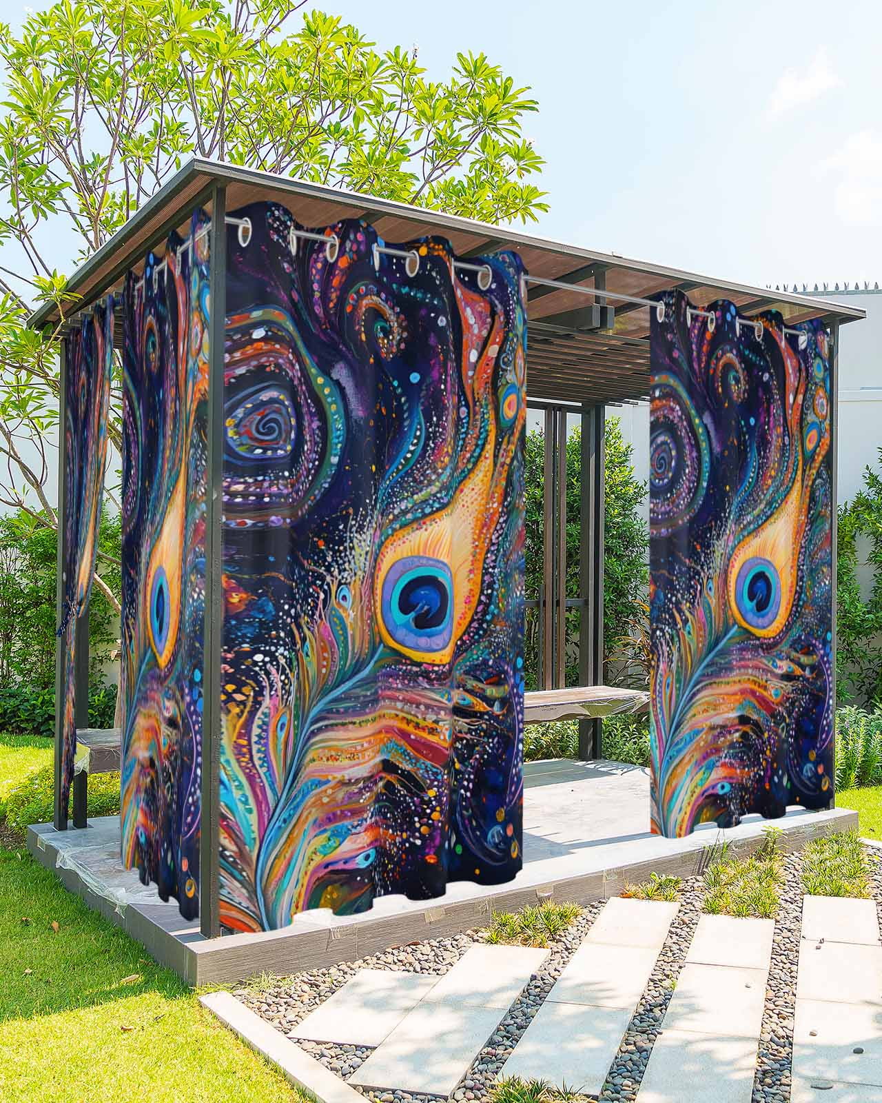 nqOlkjepod Outdoor Curtains for Patio Waterproof, Purple Peacock ...