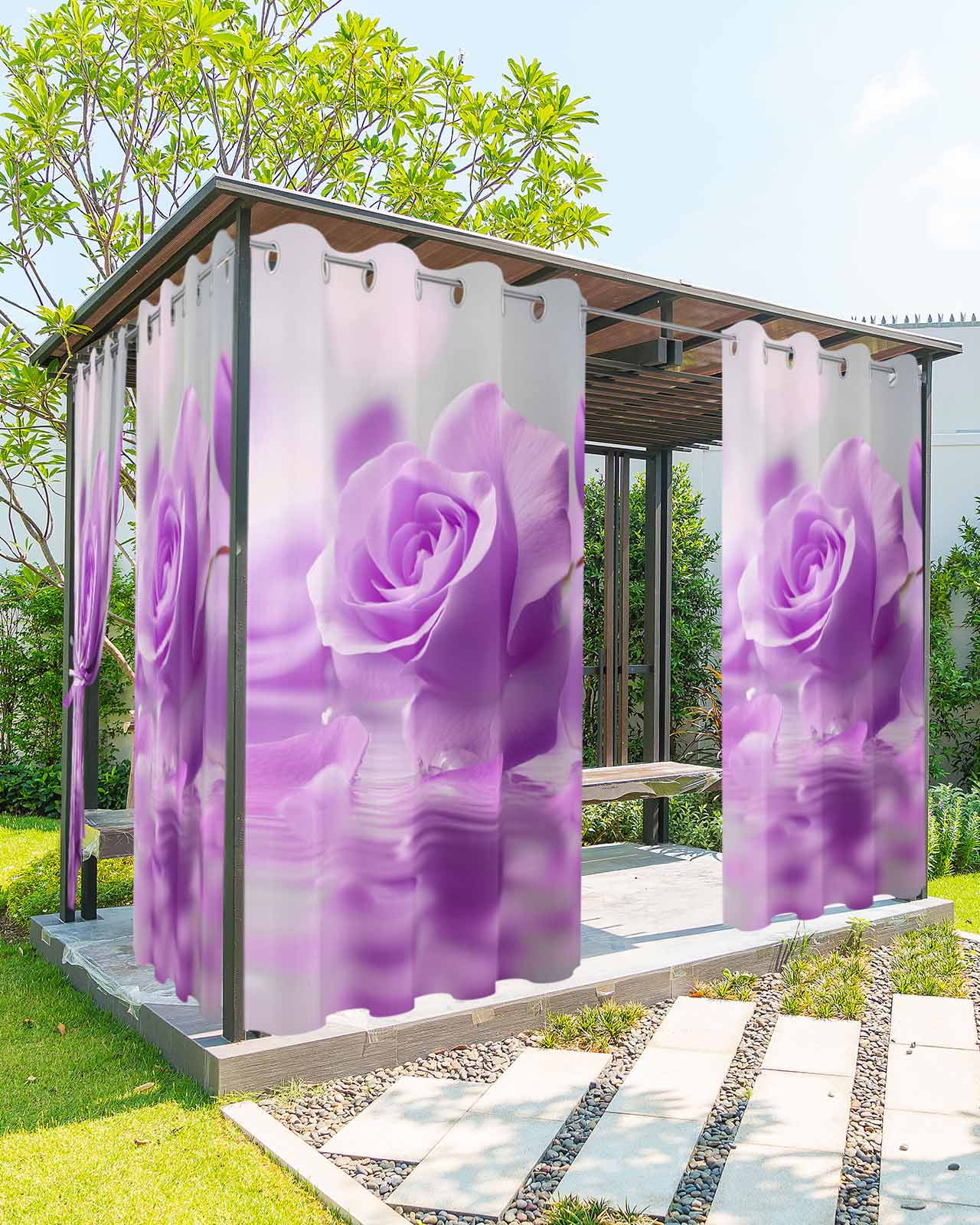 nqOlkjepod Outdoor Curtains for Patio Waterproof, Purple Rose Fantasy ...