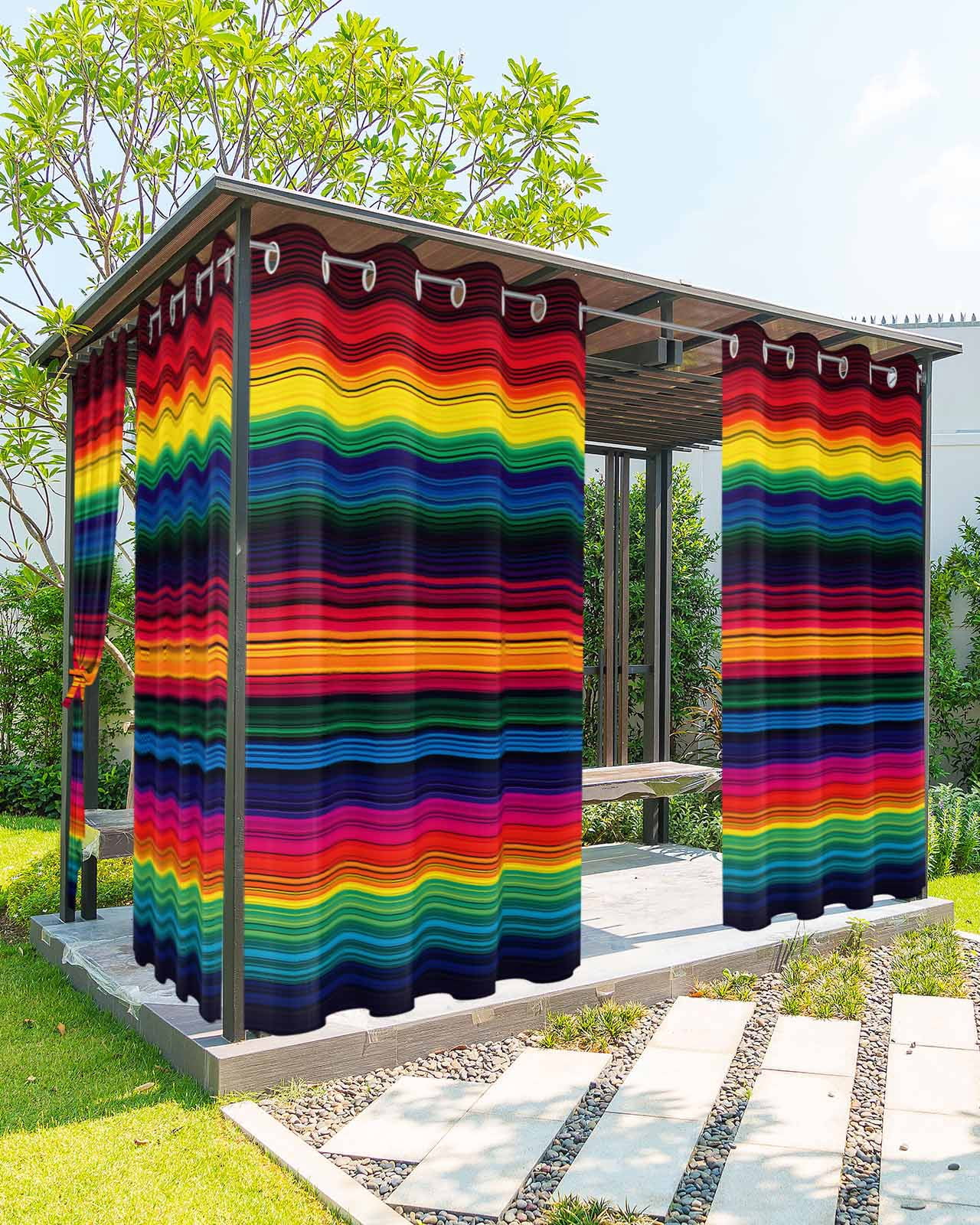 nqOlkjepod Outdoor Curtains for Patio Waterproof, Rainbow Stripes ...