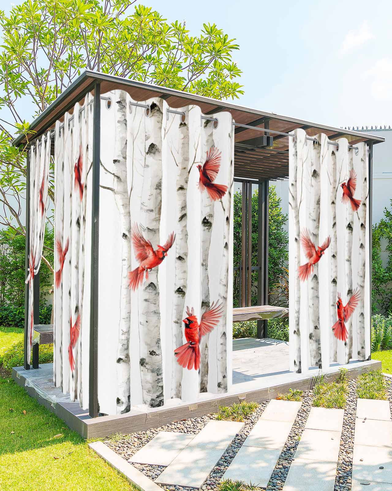 nqOlkjepod Outdoor Curtains for Patio Waterproof, Red Birds Rustic ...