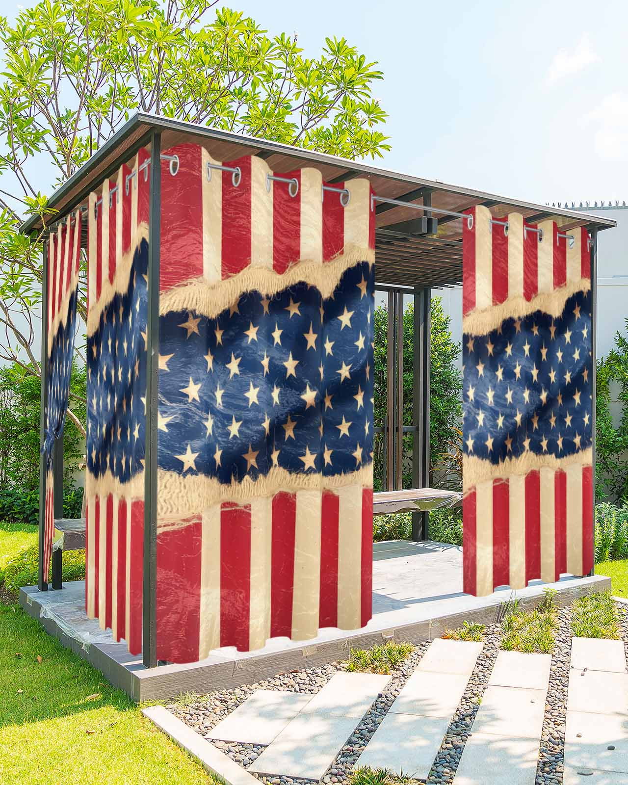 nqOlkjepod Outdoor Curtains for Patio Waterproof, Red Blue American ...