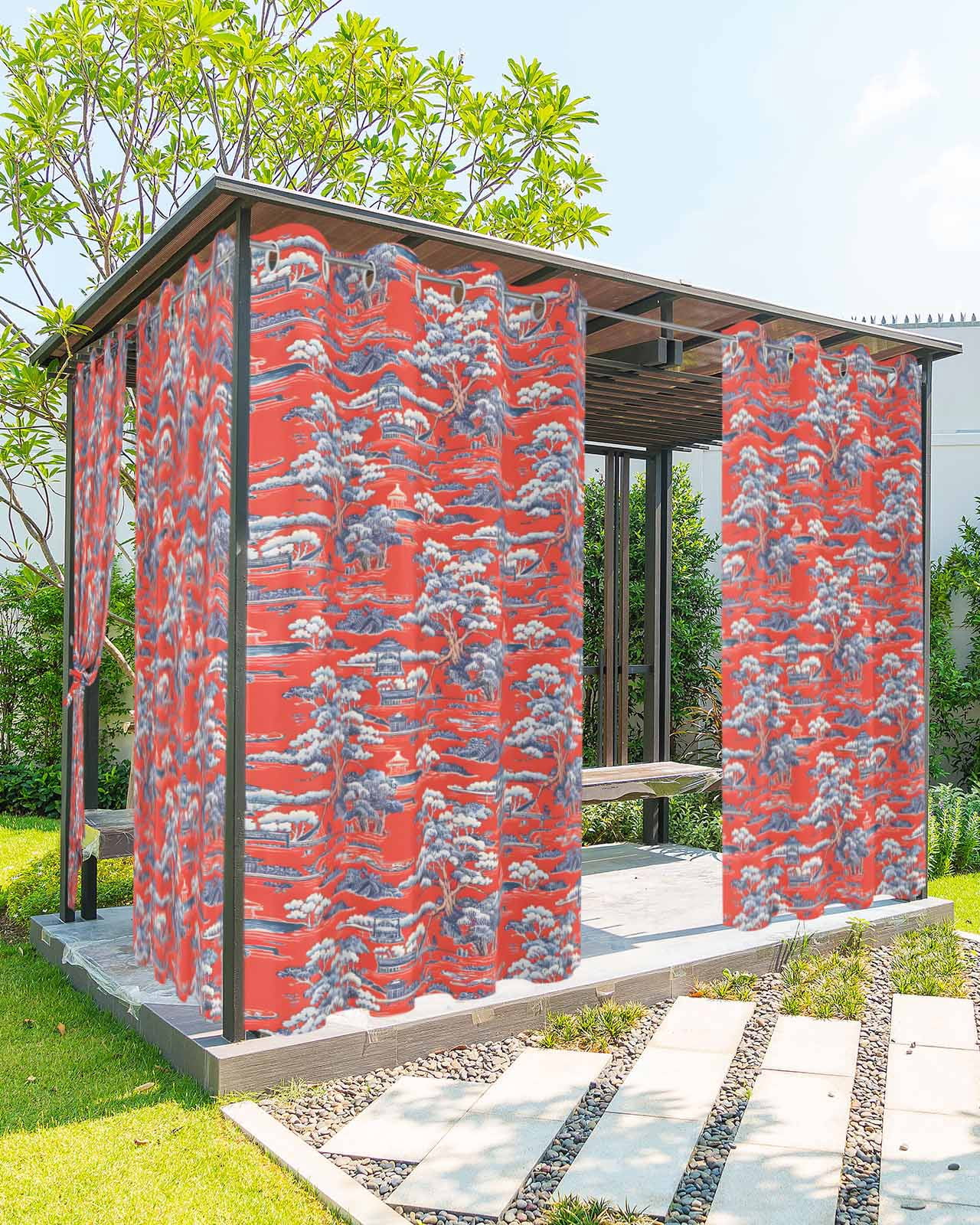 nqOlkjepod Outdoor Curtains for Patio Waterproof, Red Garden Outdoor ...