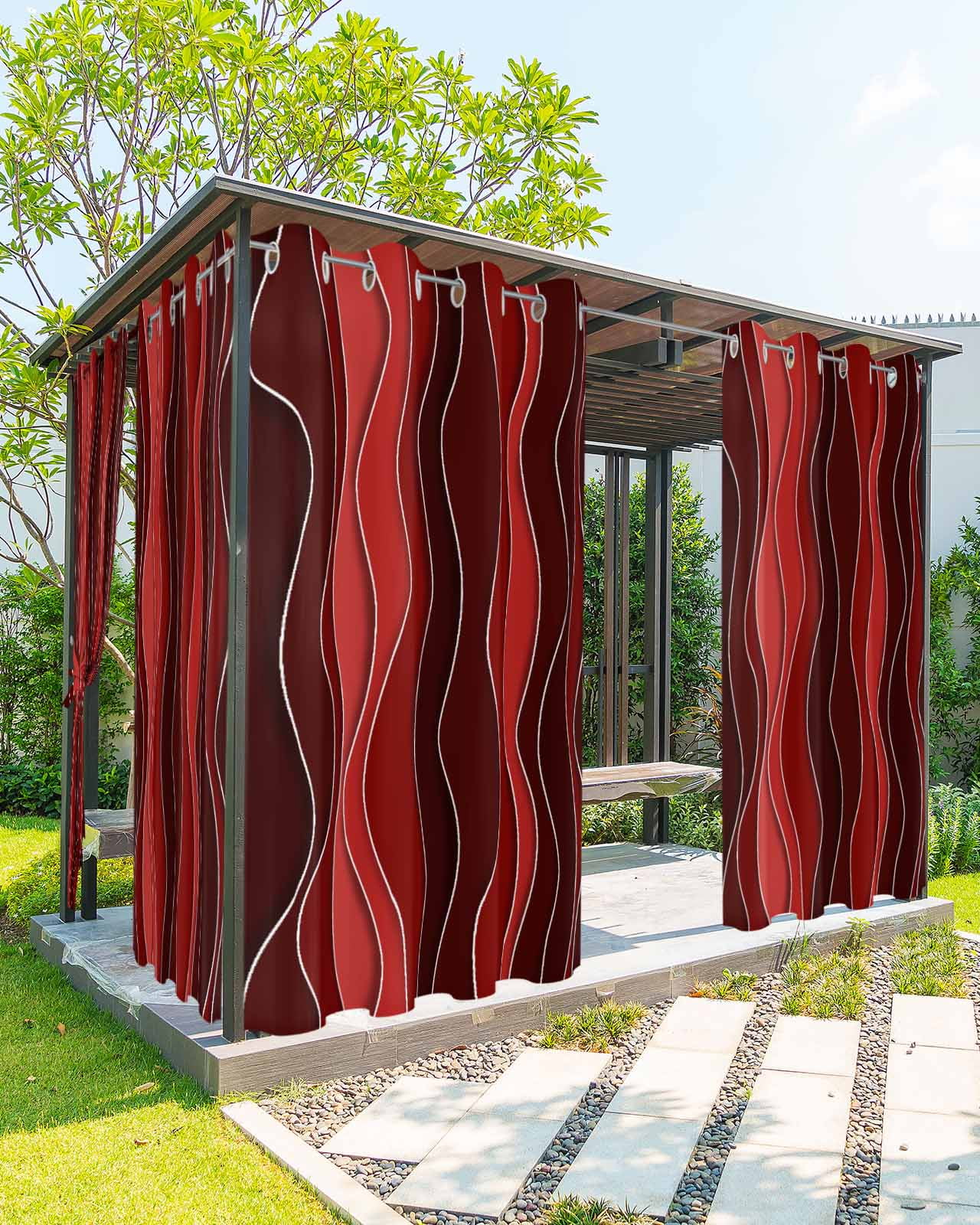 nqOlkjepod Outdoor Curtains for Patio Waterproof, Red Ombre Outdoor Privacy Panels Grommet ...