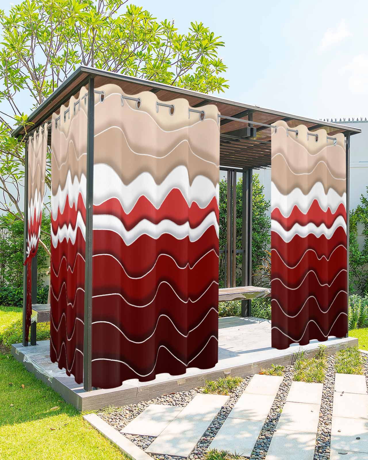 nqOlkjepod Outdoor Curtains for Patio Waterproof, Red Ombre Stripe ...