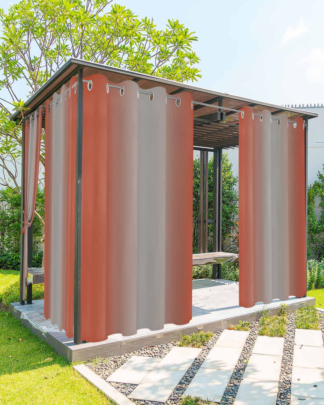 nqOlkjepod Outdoor Curtains for Patio Waterproof, Red Orange Grey Ombre ...