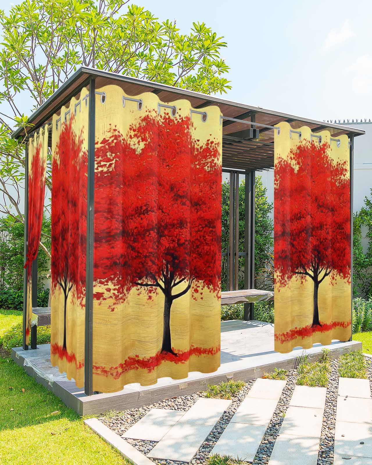 nqOlkjepod Outdoor Curtains for Patio Waterproof, Red Tree Outdoor ...