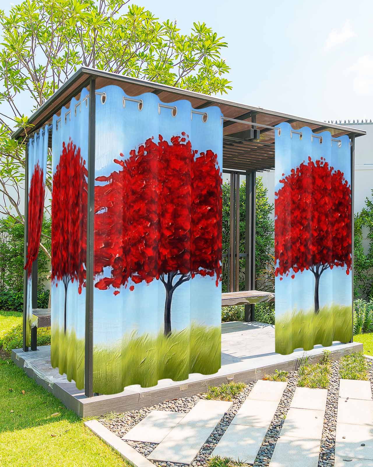 nqOlkjepod Outdoor Curtains for Patio Waterproof, Red Tree Outdoor ...