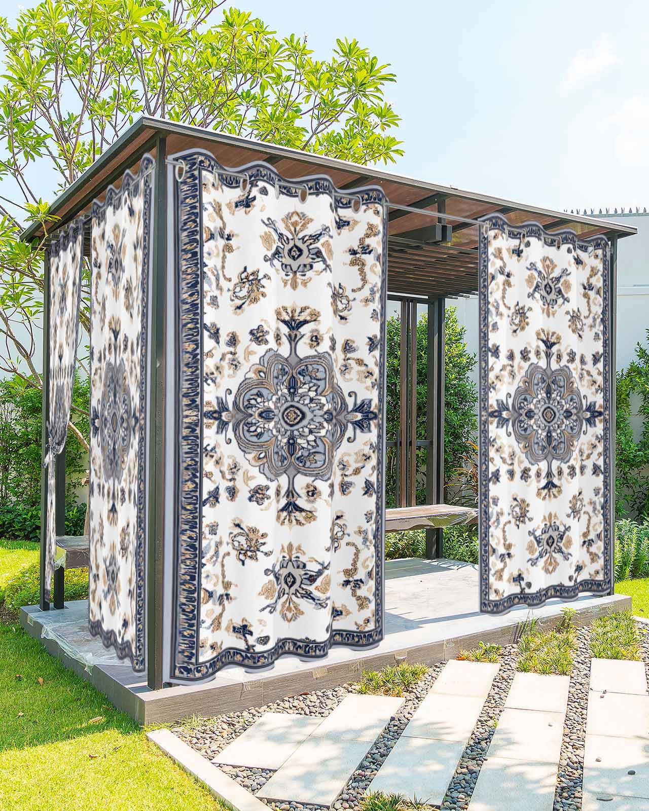 nqOlkjepod Outdoor Curtains for Patio Waterproof, Retro Boho Outdoor ...