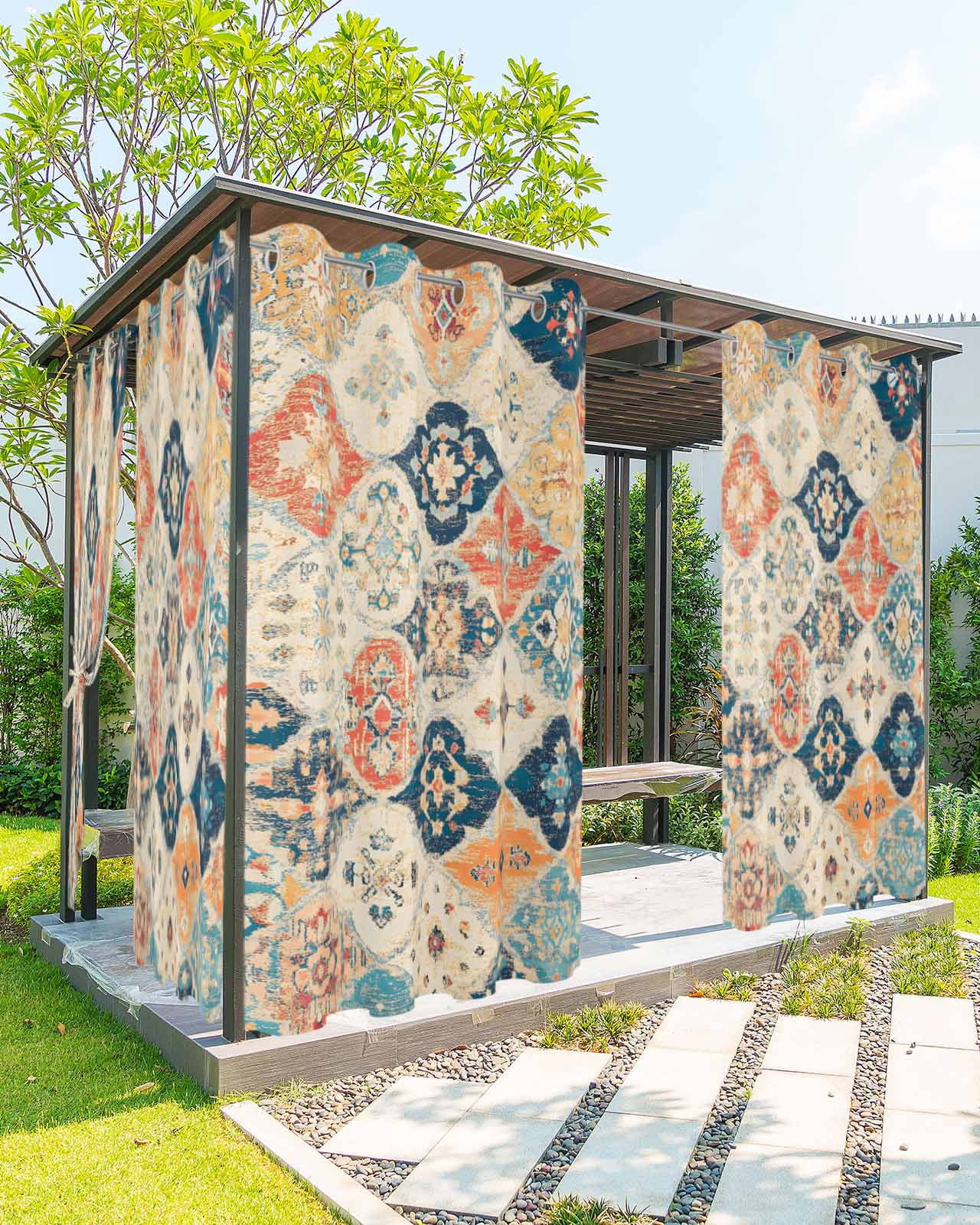 nqOlkjepod Outdoor Curtains for Patio Waterproof, Retro Morocco Outdoor ...