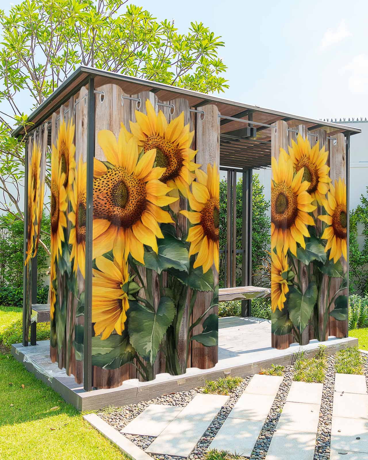 nqOlkjepod Outdoor Curtains for Patio Waterproof, Retro Sunflower ...