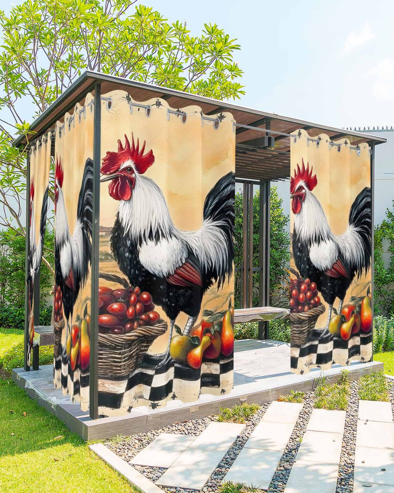 nqOlkjepod Outdoor Curtains for Patio Waterproof, Rooster Outdoor ...