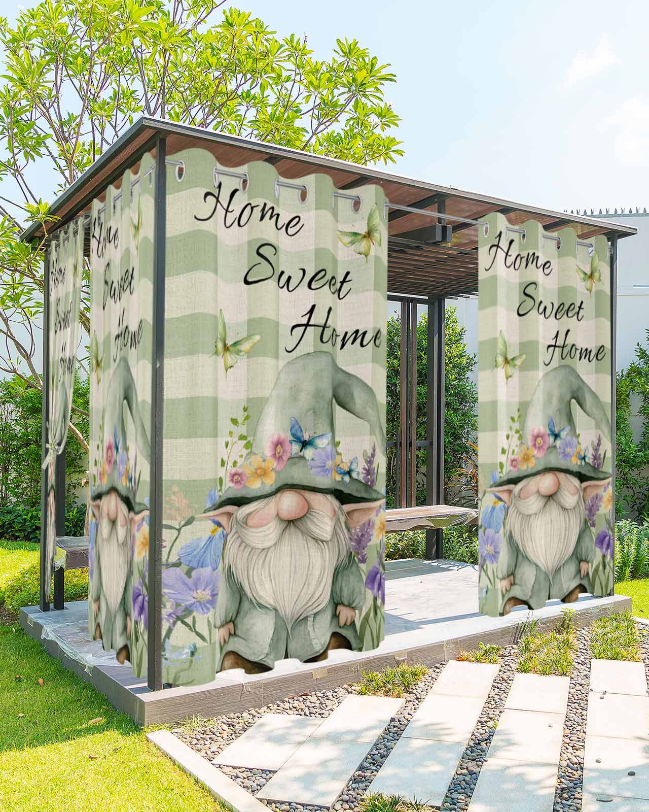 nqOlkjepod Outdoor Curtains for Patio Waterproof, Rustic Gnome Outdoor Privacy Panels Grommet ...